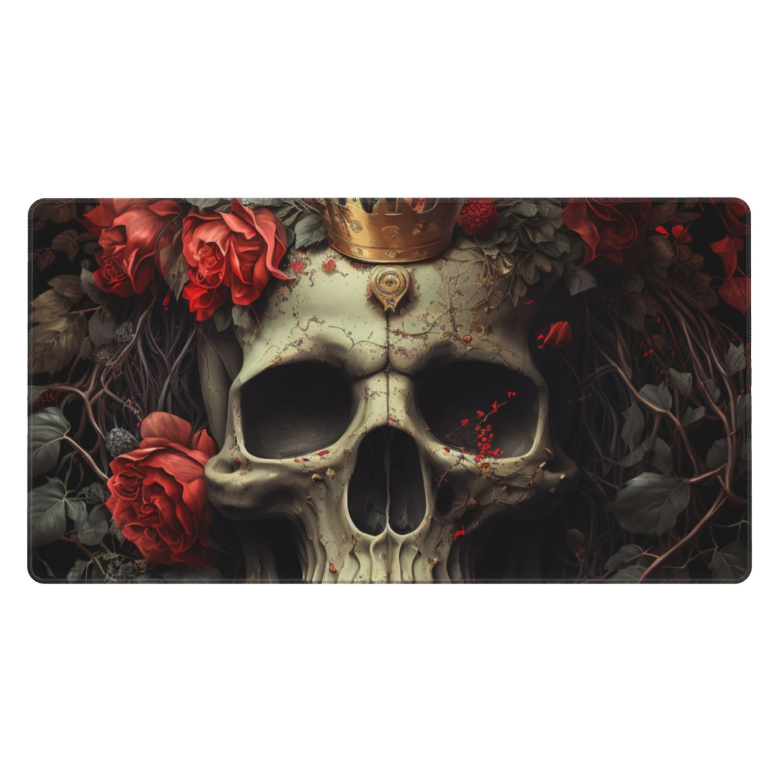 Salouo Classical Rose Crown Skull Print Large Mouse Pad,Extended Mat Desk Pad, 3mm Thick Mice ...