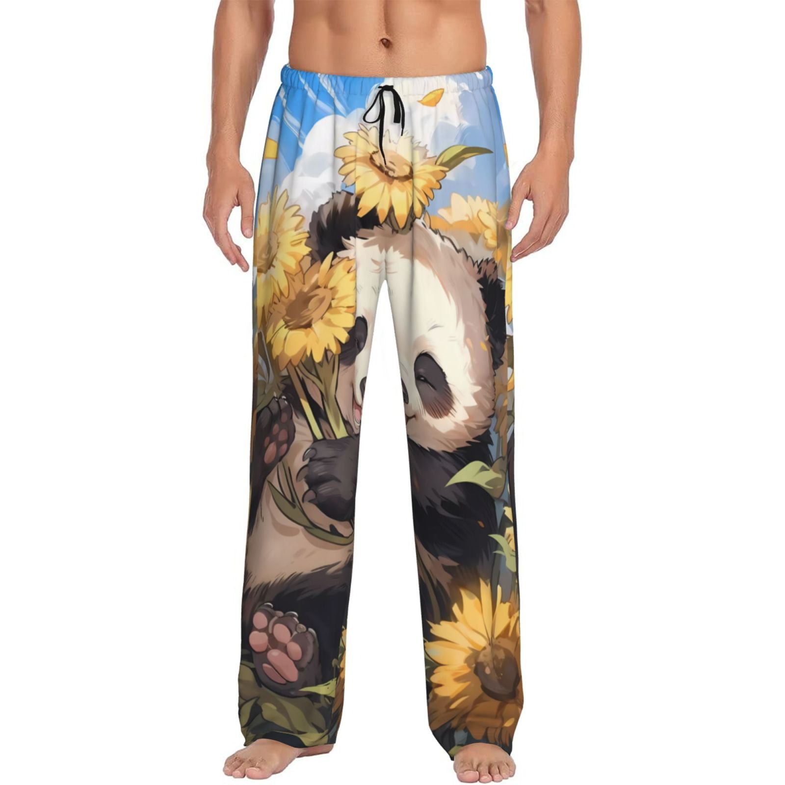 Salouo Clear Sky Cute Sunflower Panda Print Pajama Pants for Men ...