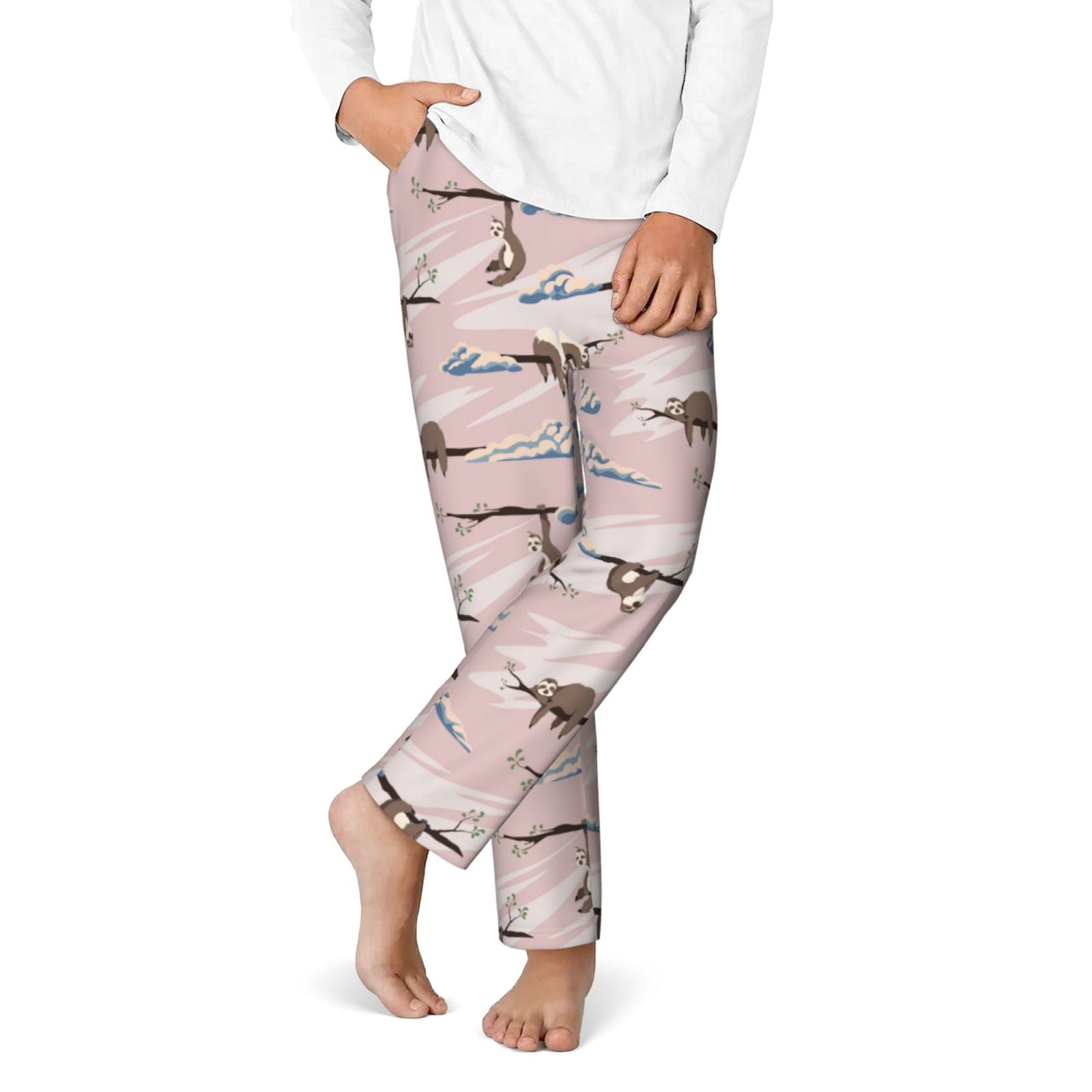Salouo Cloud Sloth Pattern Boys Pajama Pants,Long Sleep Pants for Girls ...