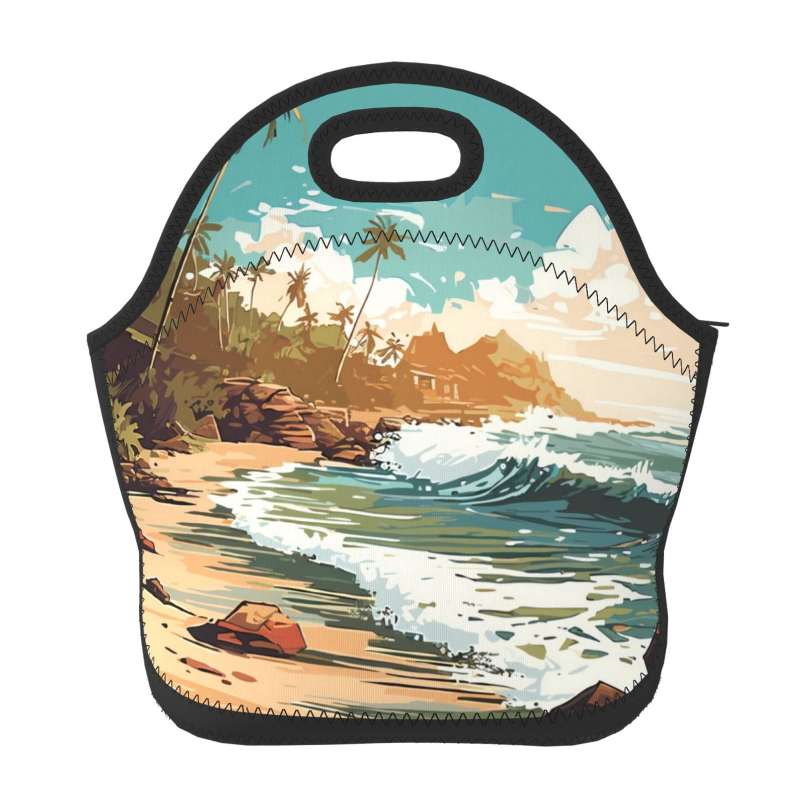 Salouo Coastal Palm Beach for Lunch Tote,Lunch Bag Insulated Lunch Box ...