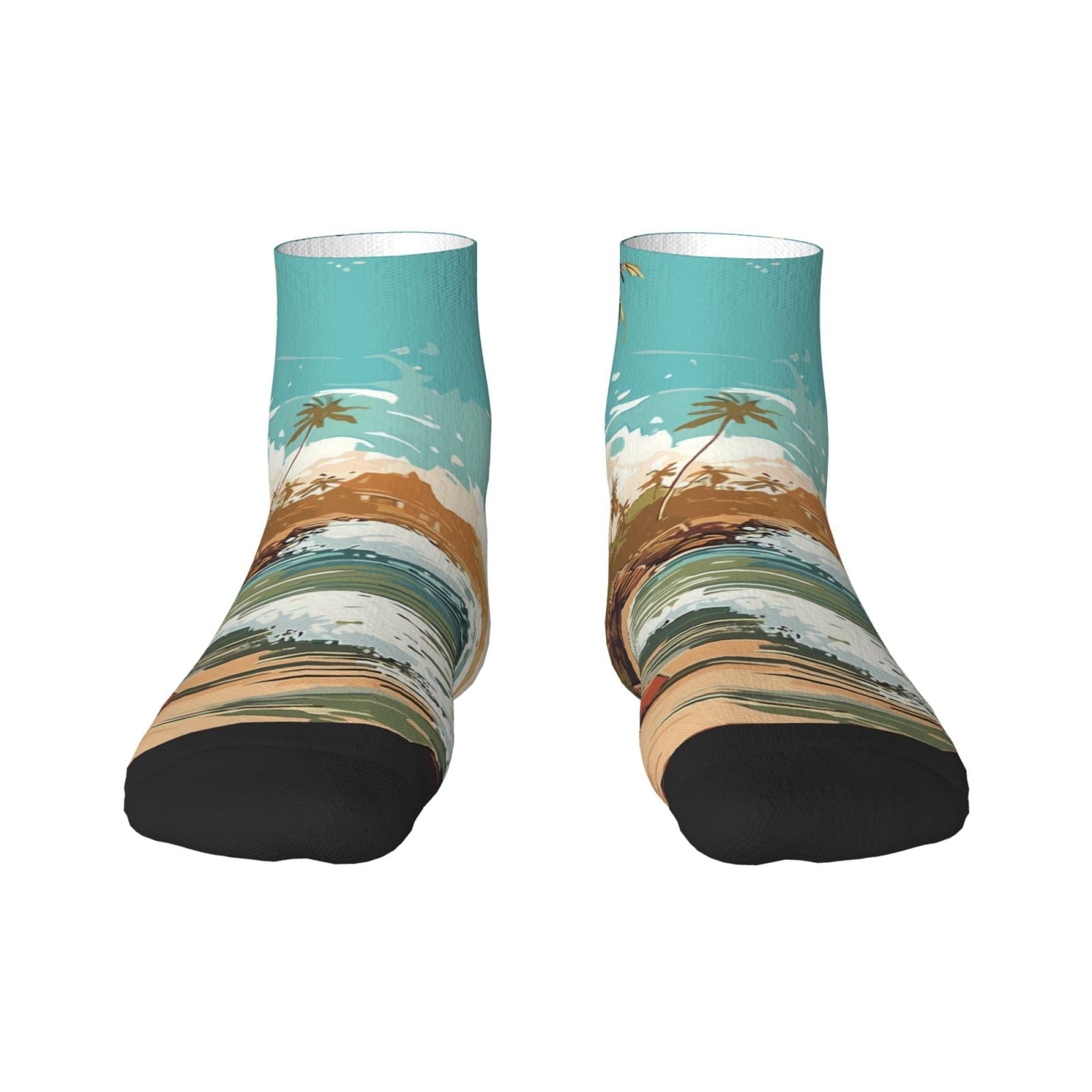 Salouo Coastal Palm Beach Pattern Unisex Middle Tube Socks,Middle ...