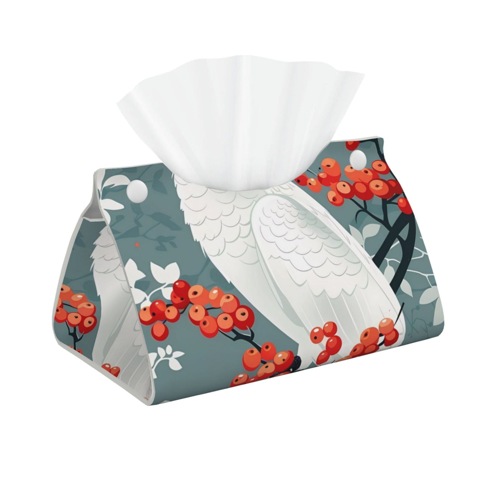 Salouo Cockatoo Red Berries Pattern Long Tissue Box Cover Rectangular ...