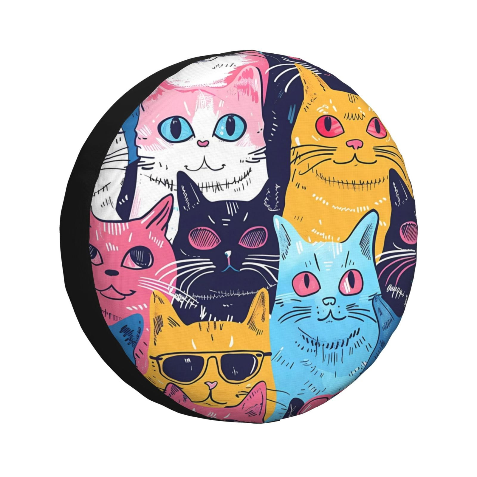 Salouo Colorful Cats Pattern Art Print Spare Tire Cover 14-17 inch ...