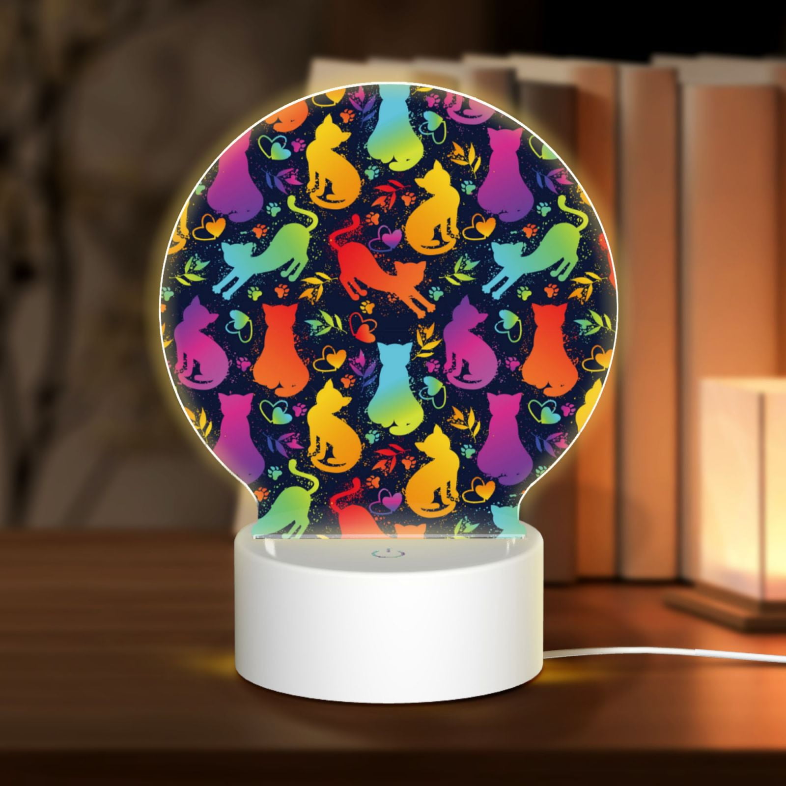 Salouo Colorful Cats for Round Acrylic Night Light - Acrylic Sheets ...