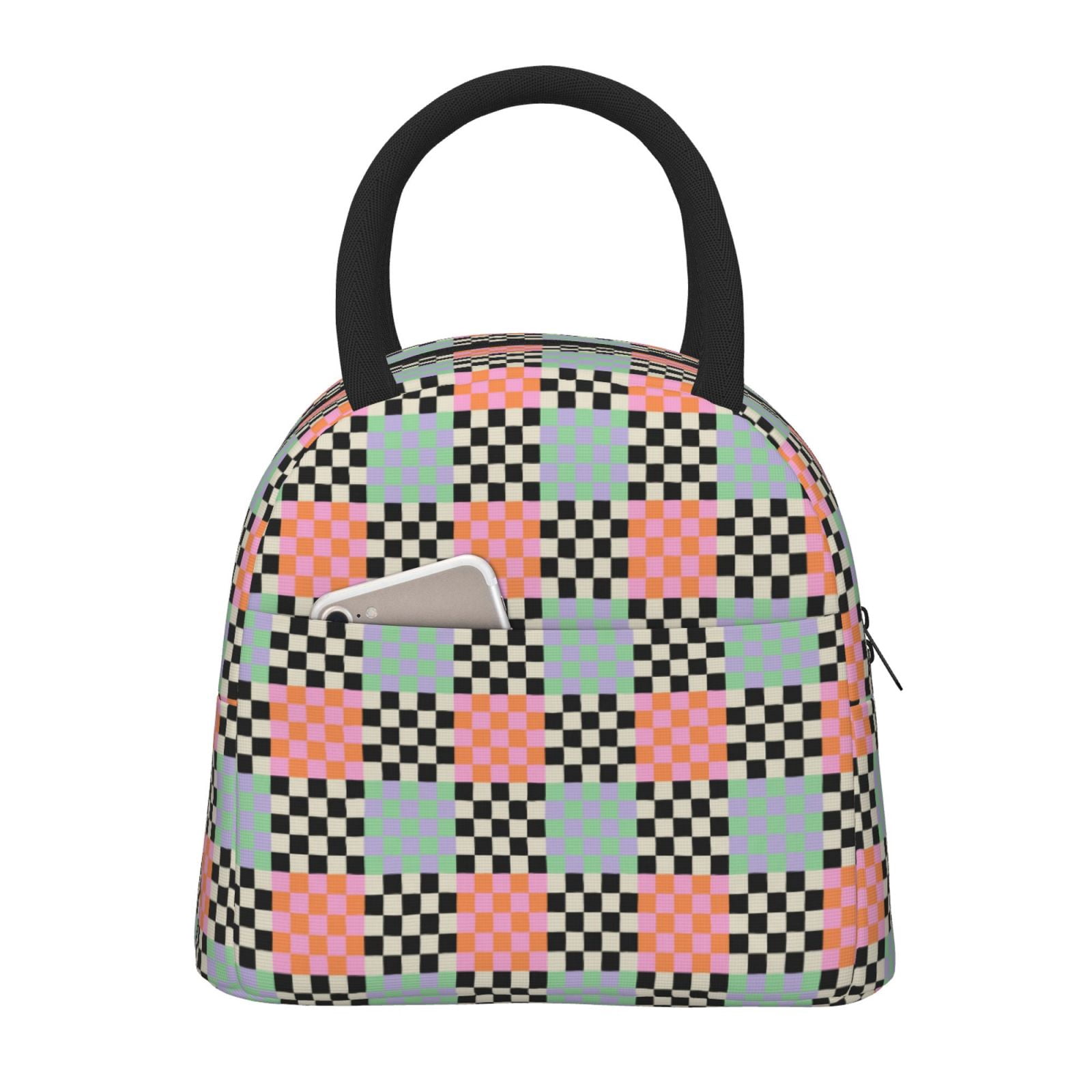 Salouo Colorful Checkered for Insulated Lunch Bag for Women/Men ...
