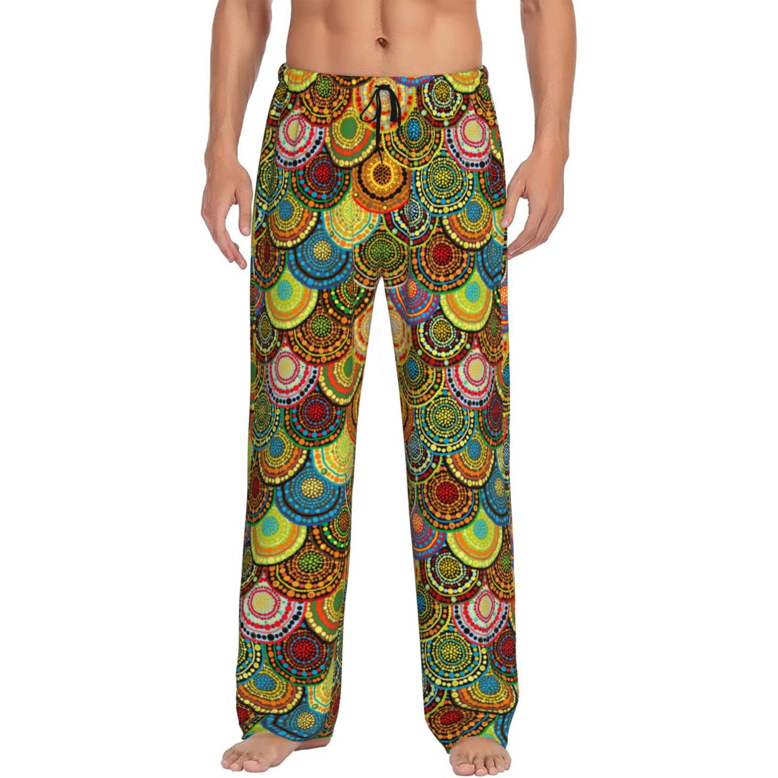 Salouo Colorful Circle Print Pajama Pants for Men, Lounge Pants Elastic ...