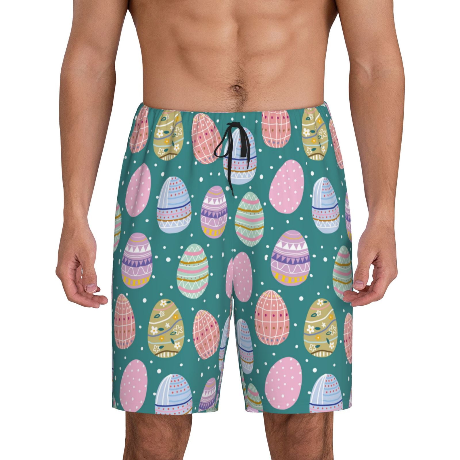 Salouo Colorful Easter eggs Pattern Men's Sleep Pajama Shorts,Pajama ...