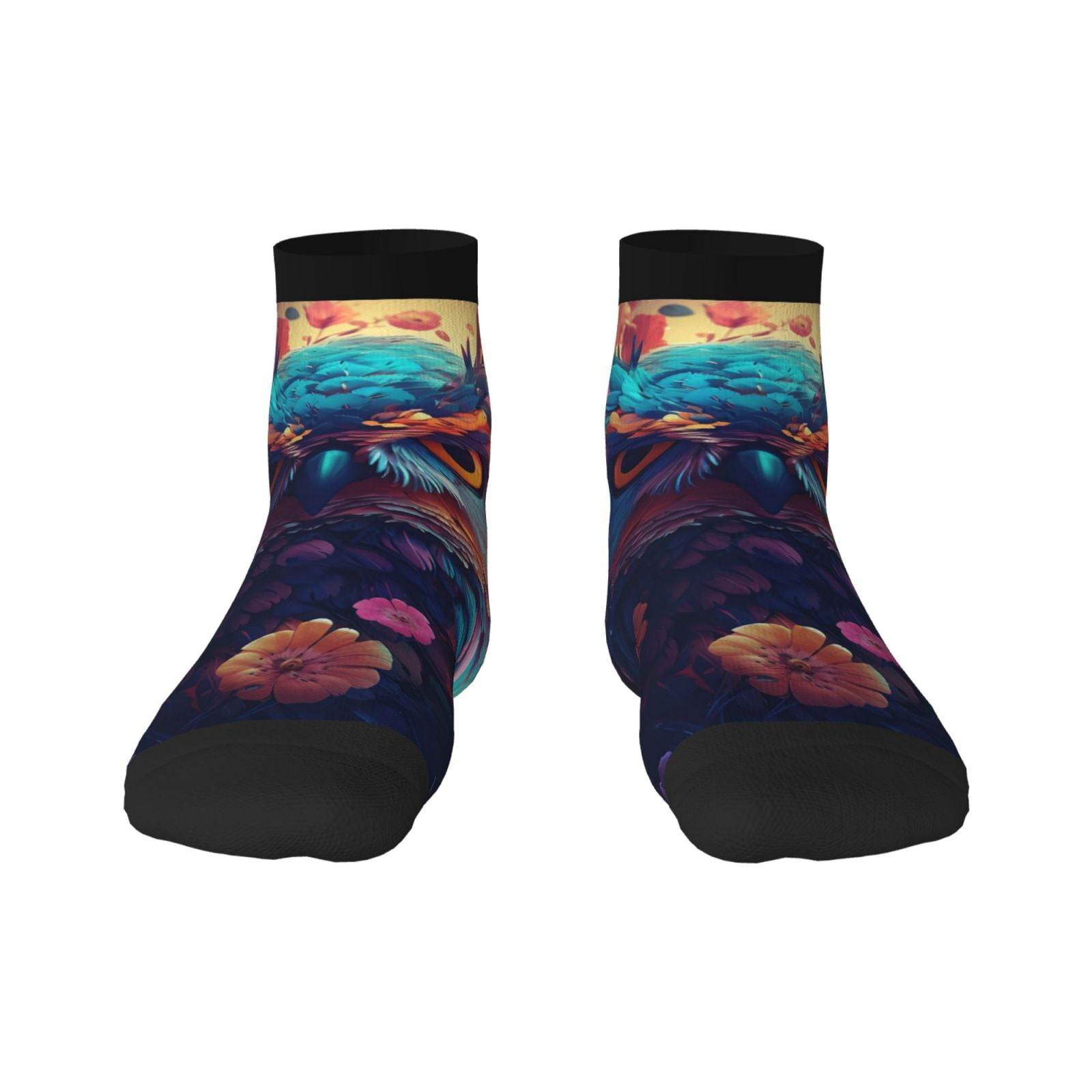 Salouo Colorful Feather Owl Pattern Unisex Middle Tube Socks,Middle ...