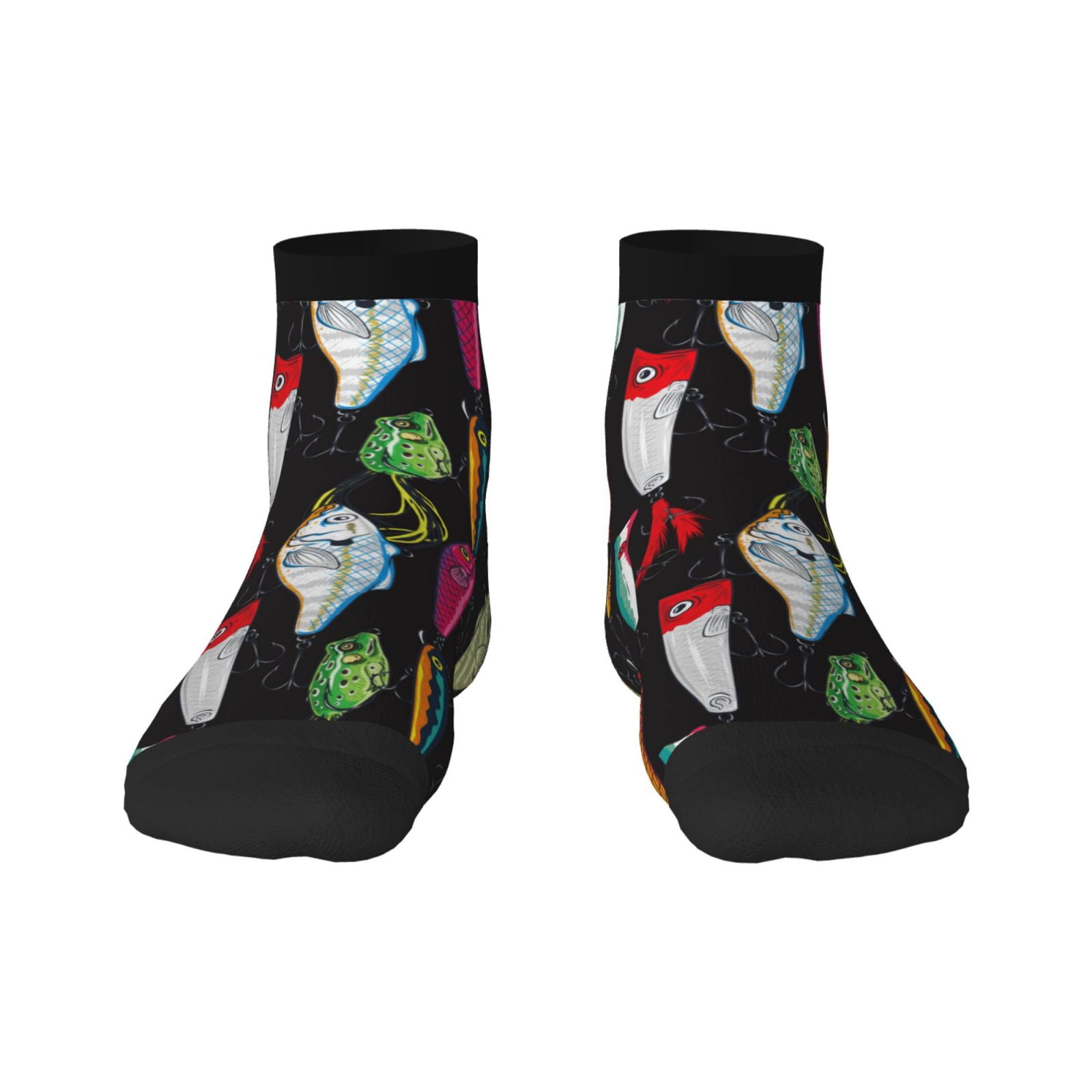 Salouo Colorful Fishing Lures Pattern Unisex Middle Tube Socks,Middle ...