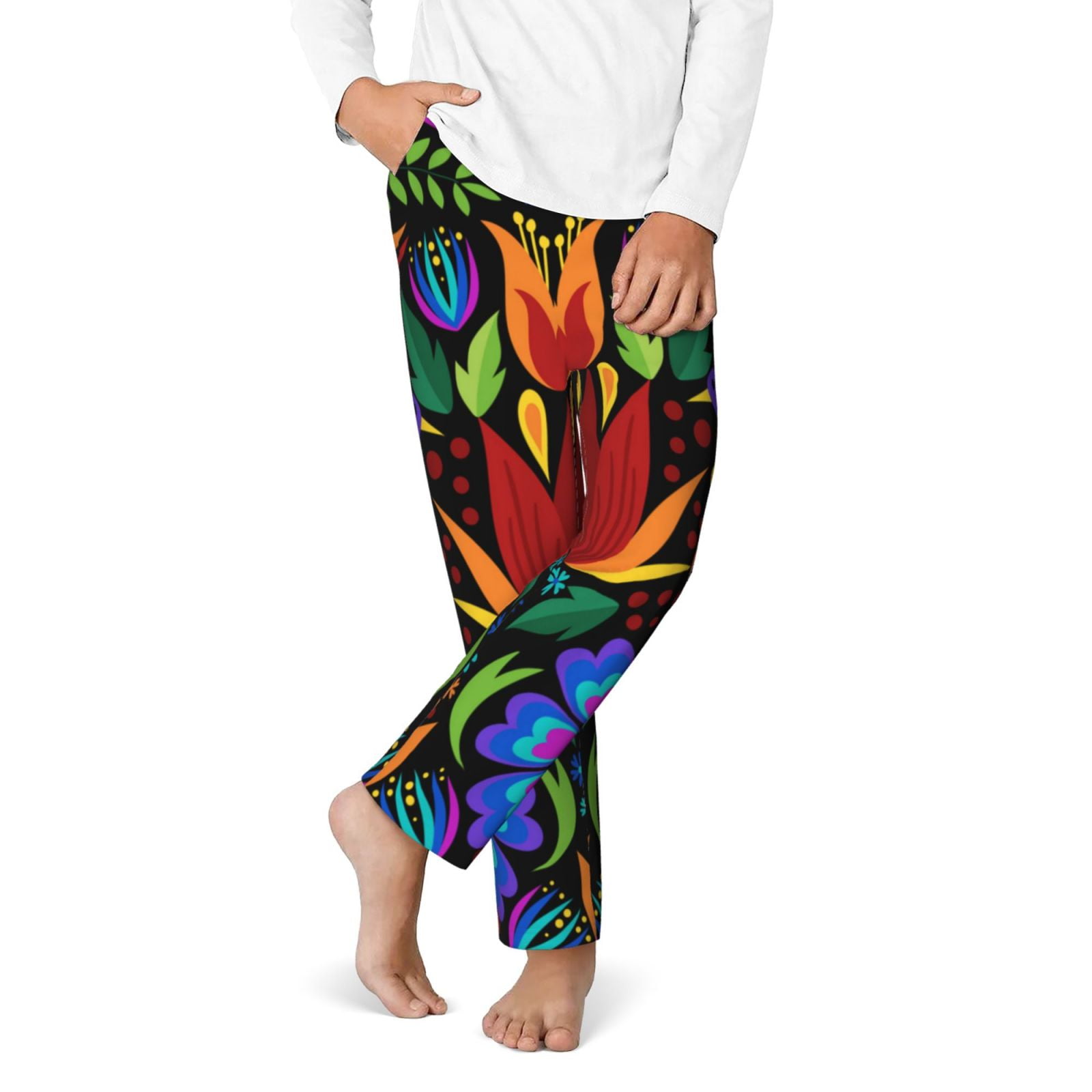 Salouo Colorful Floral Pattern Boys Pajama Pants,Long Sleep Pants for ...