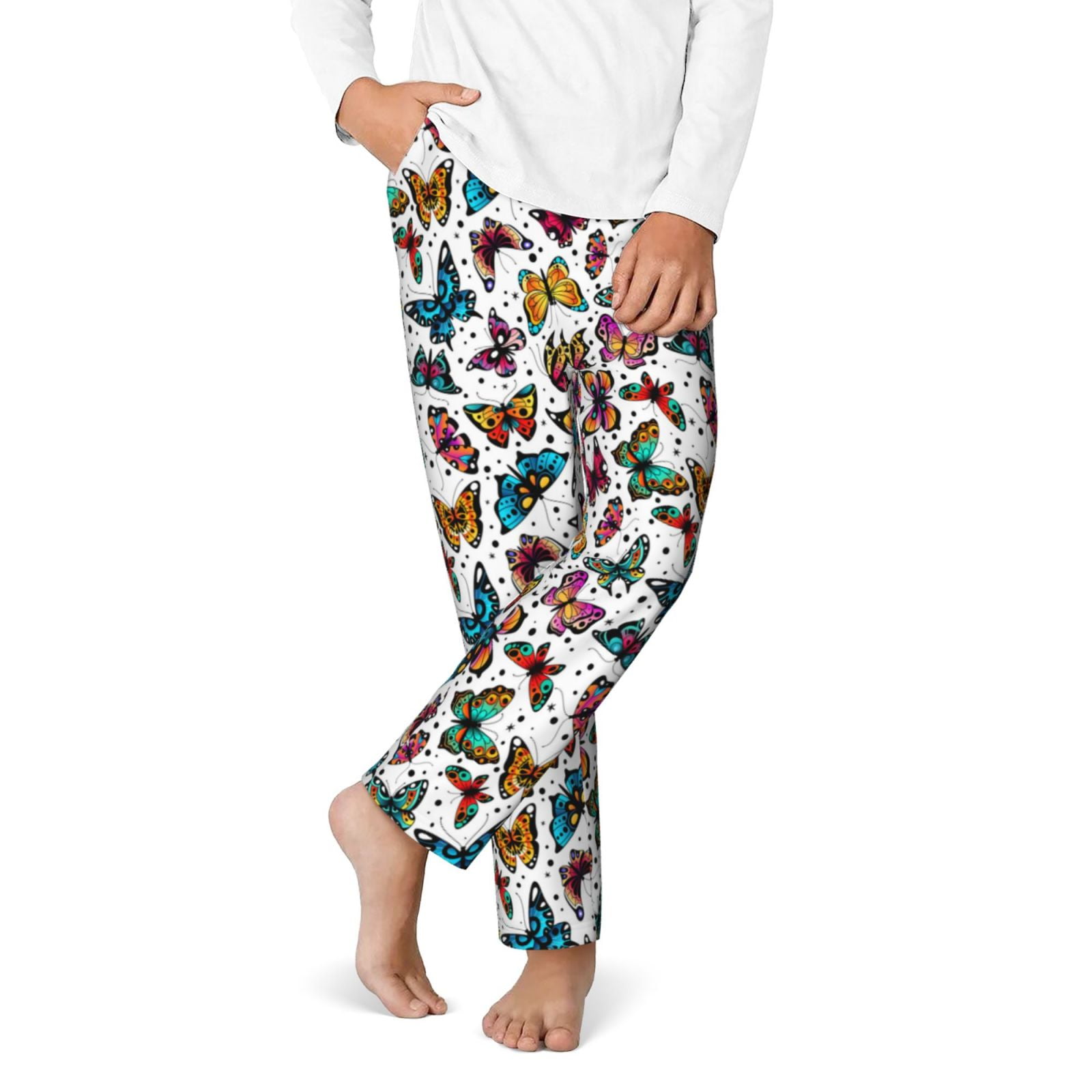 Salouo Colorful Flying Butterflies Pattern Boys Pajama Pants,Long Sleep ...