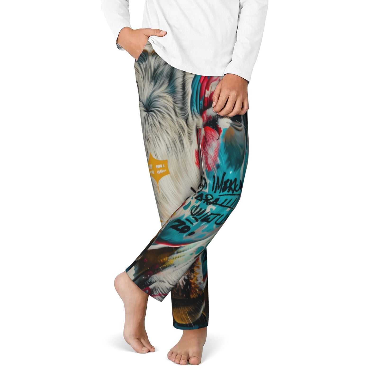 Salouo Colorful Graffiti Cow Pattern Boys Pajama Pants,Long Sleep Pants ...