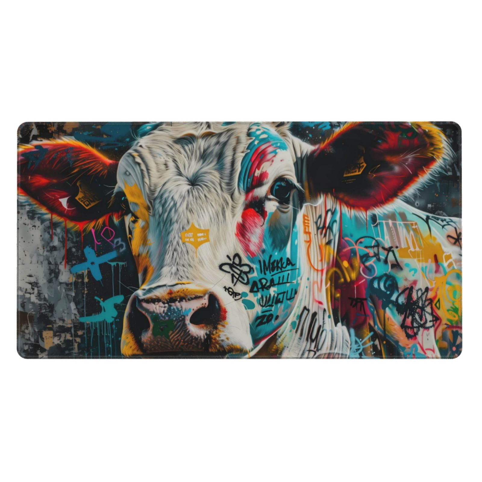 Salouo Colorful Graffiti Cow Print Large Mouse Pad,Extended Mat Desk ...