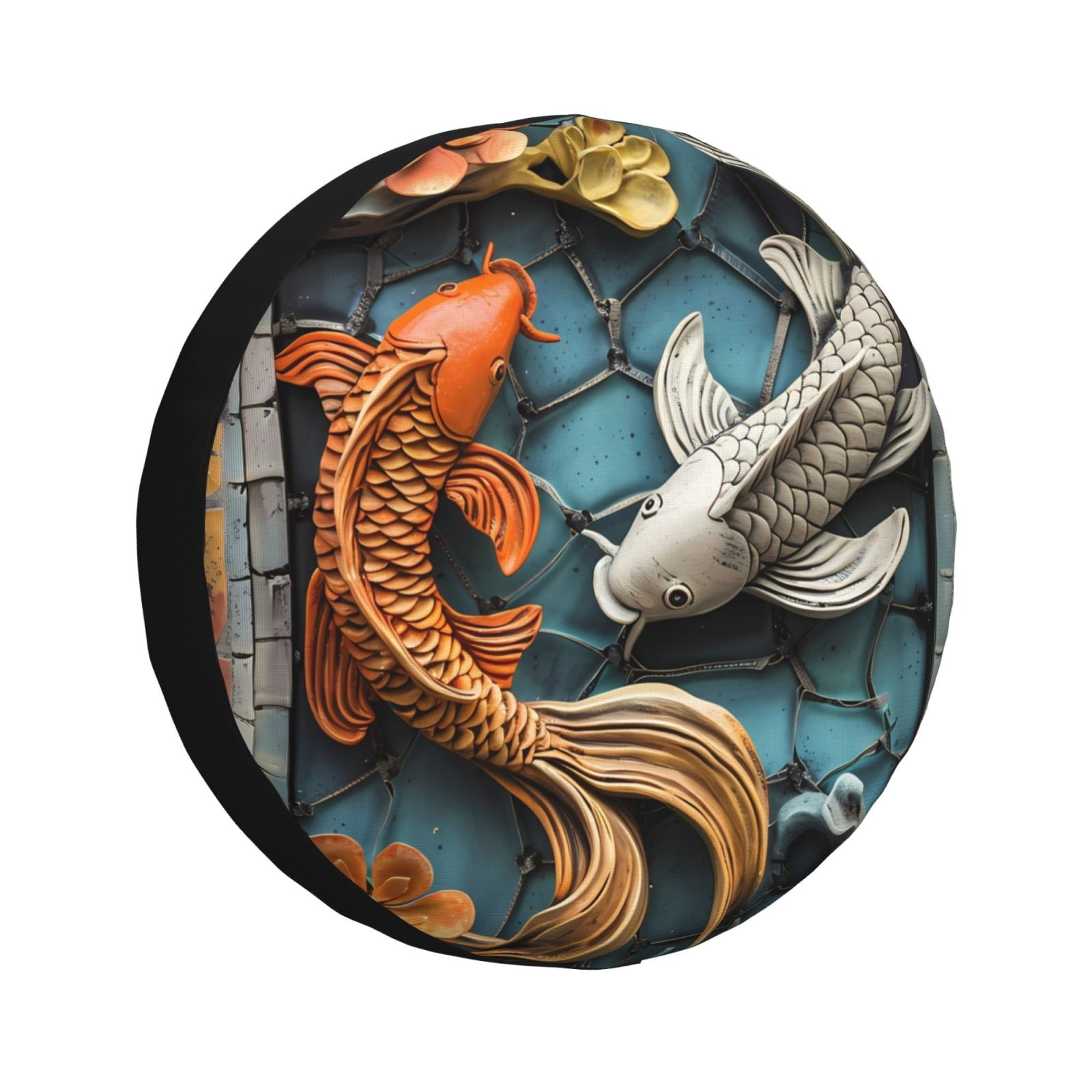 Salouo Colorful Koi Fish Art Print Spare Tire Cover 14-17 inch Spare ...