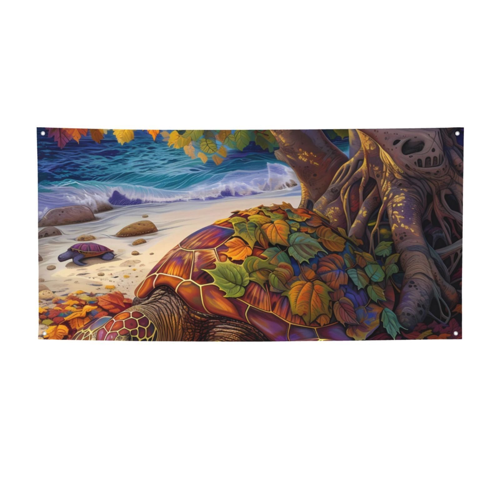 Salouo Colorful Maple Leaf Beach Turtle Pattern Holiday Banner Outside ...