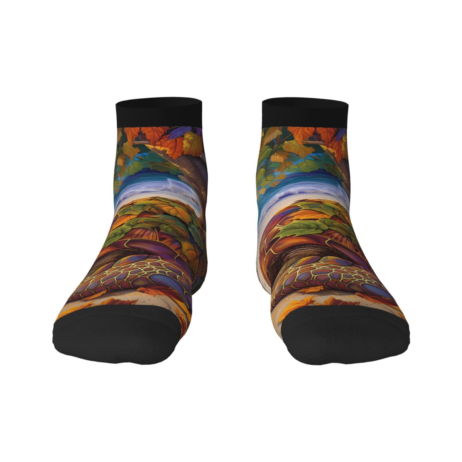 Salouo Colorful Maple Leaf Beach Turtle Pattern Unisex Middle Tube ...