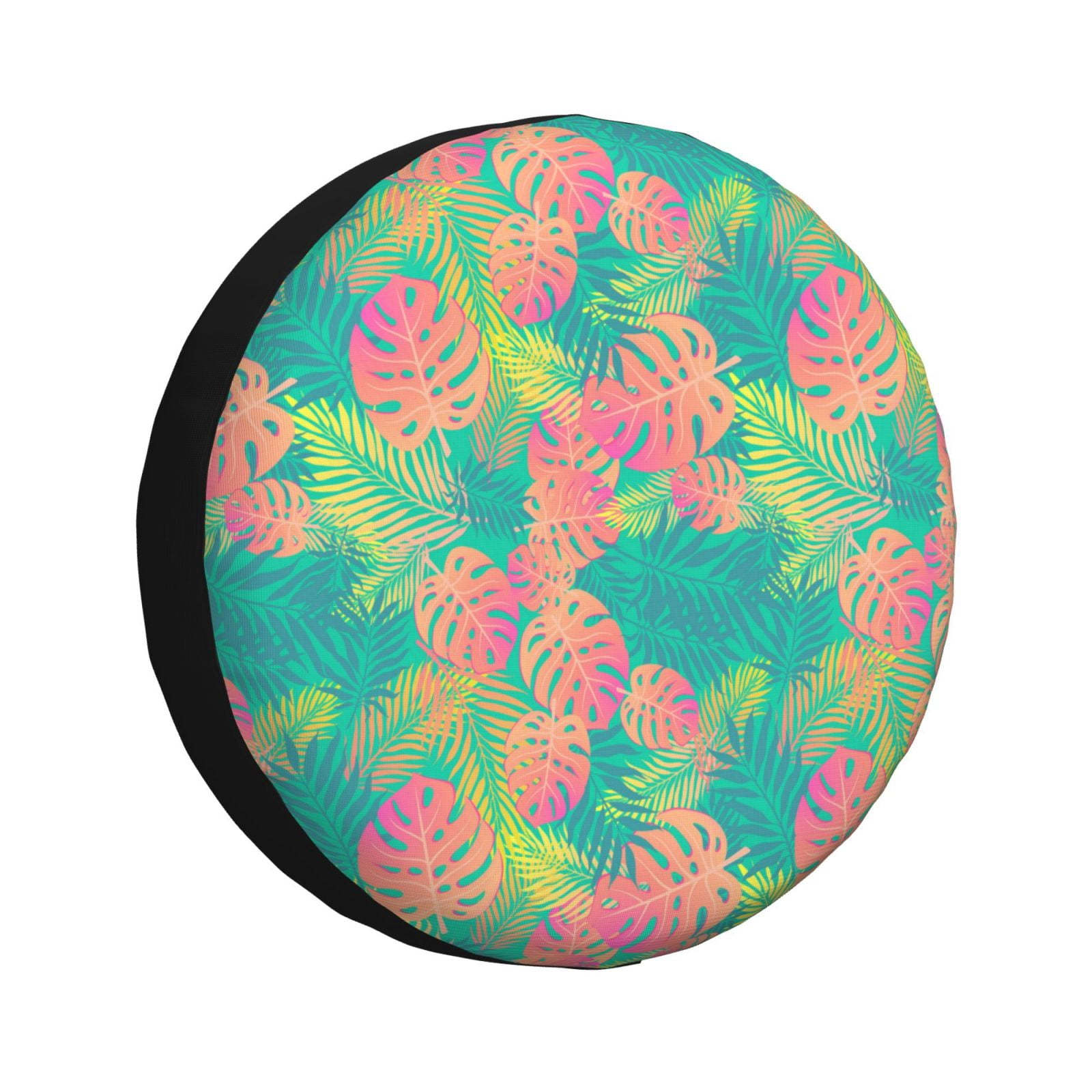 Salouo Colorful Palm Leaves Print Spare Tire Cover 14-17 inch Spare ...