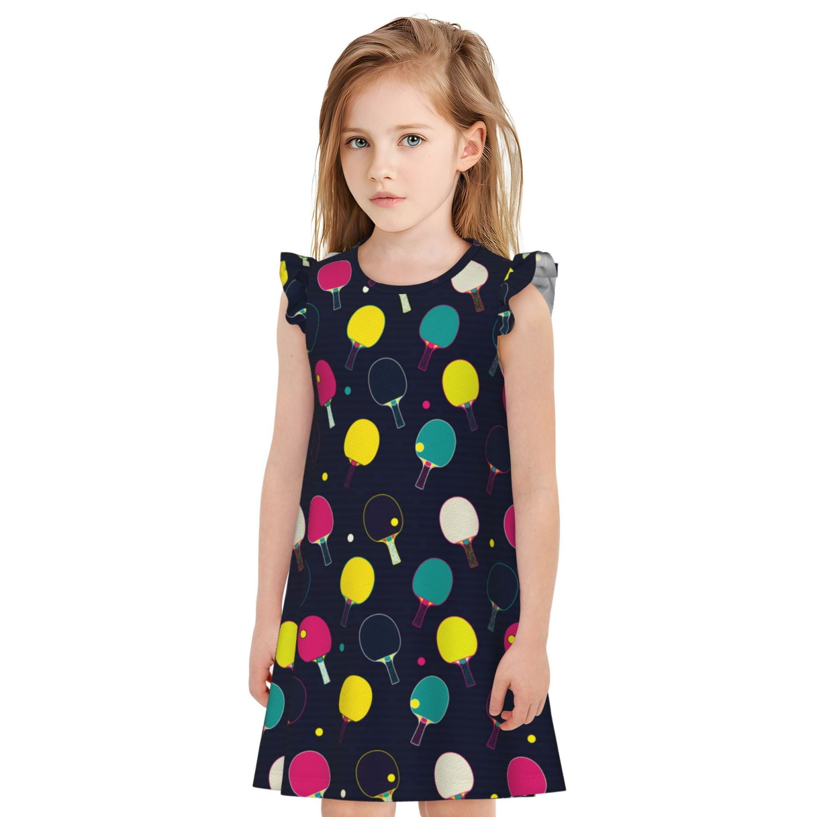 Salouo Colorful Ping Pong Rackets Print Nightgowns for Girls,Cute kid’s ...