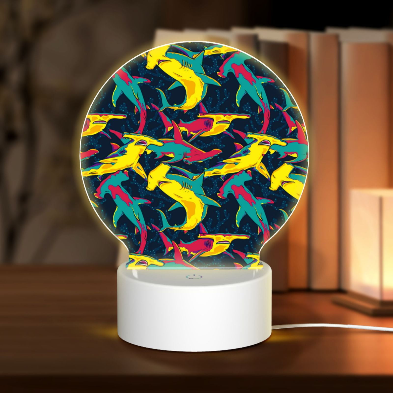 Salouo Colorful Sharks for Round Acrylic Night Light - Acrylic Sheets ...