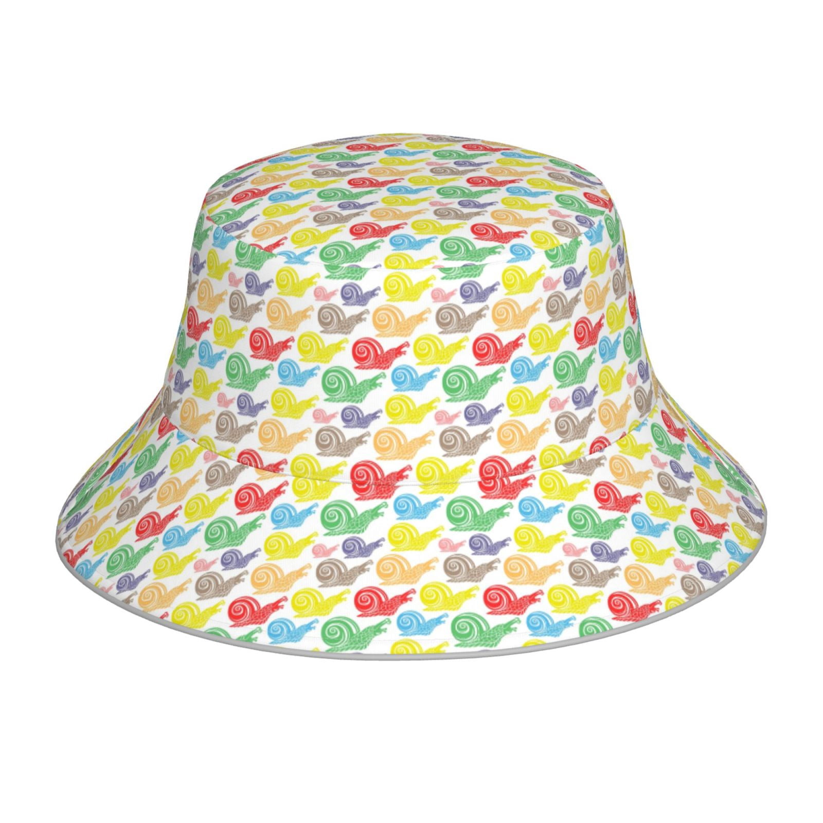 Salouo Colorful Snails Print Unisex Bucket Hat, Outdoor Summer Beach ...