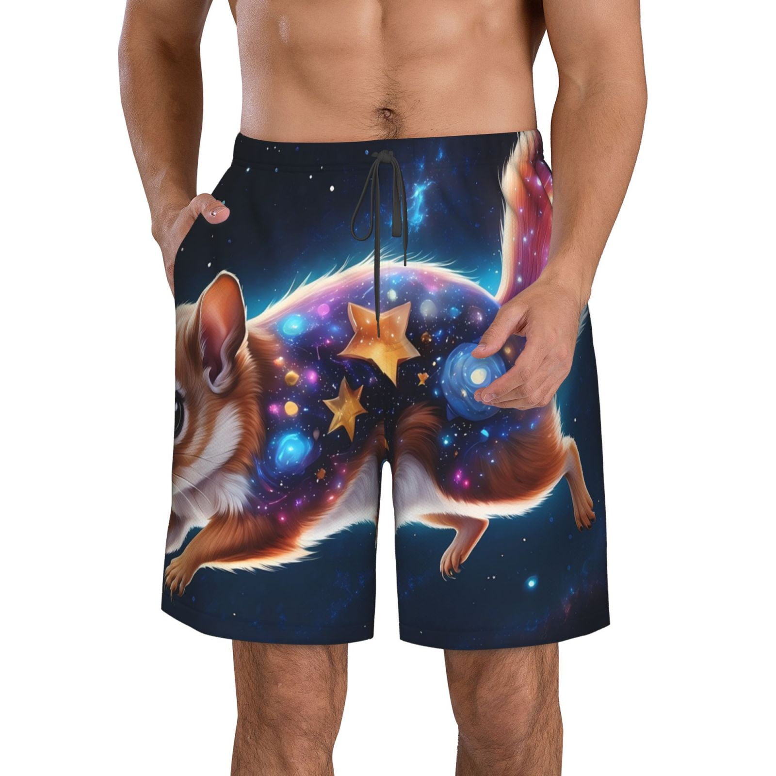 Salouo Colorful Star River Squirrel Pattern Swim Trunks for Men,Men's ...