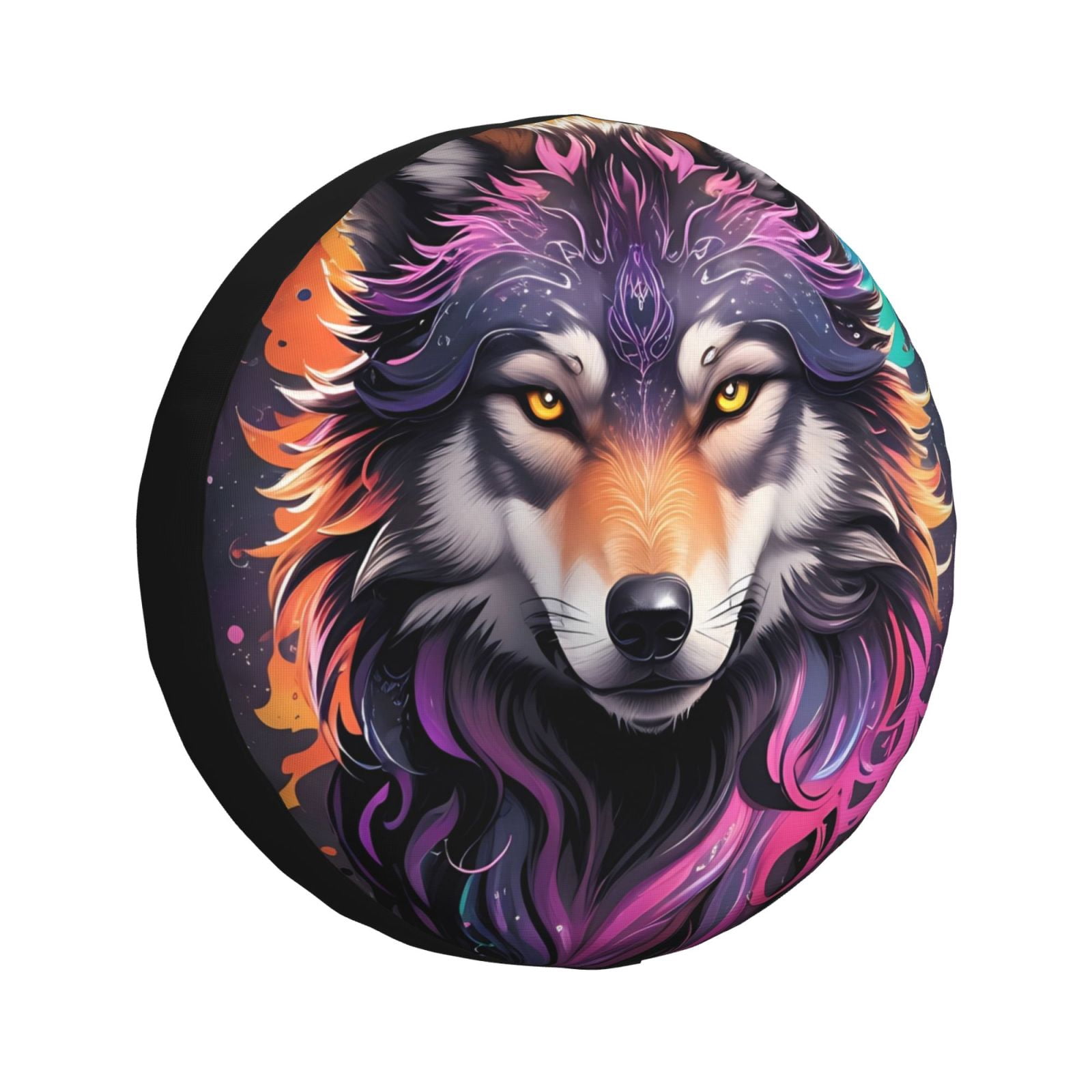 Salouo Colorful Wolf Head A Print Spare Tire Cover 14-17 inch Spare ...