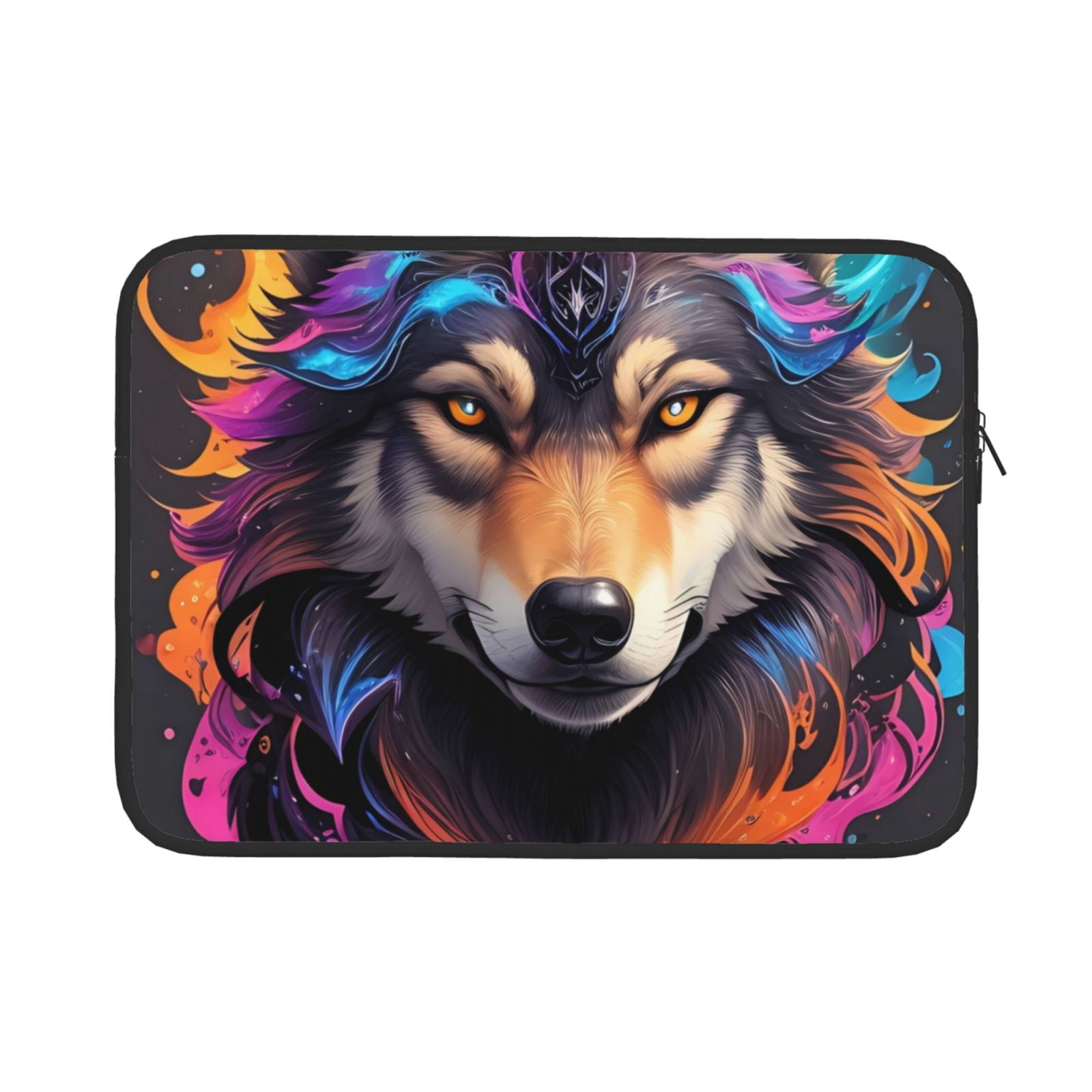 Salouo Colorful Wolf Head Pattern Laptop Sleeve Case, Laptop Cover ...