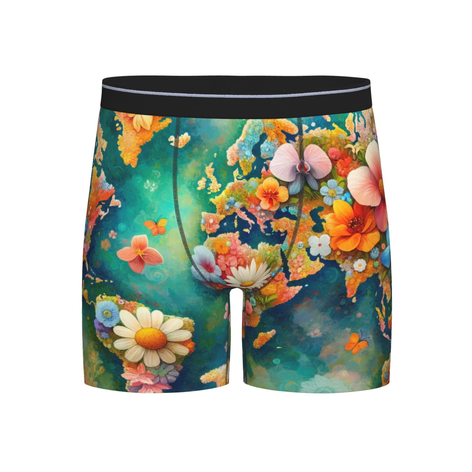 Salouo Colorful World Map Pattern Men's Boxer Briefs, Soft & Breathable ...