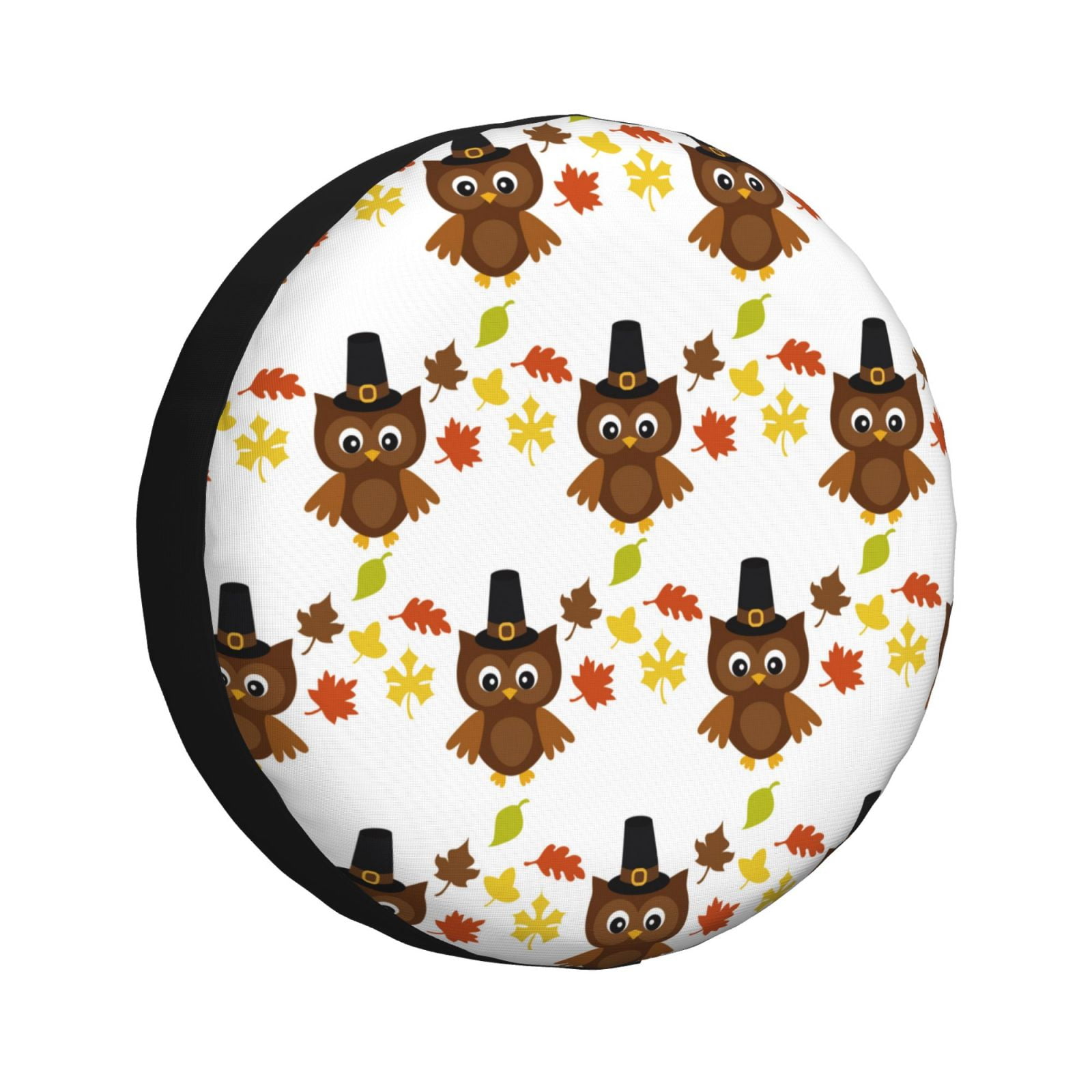 Salouo Colorful maple leaf owl Print Spare Tire Cover 14-17 inch Spare Tire Protector Universal ...