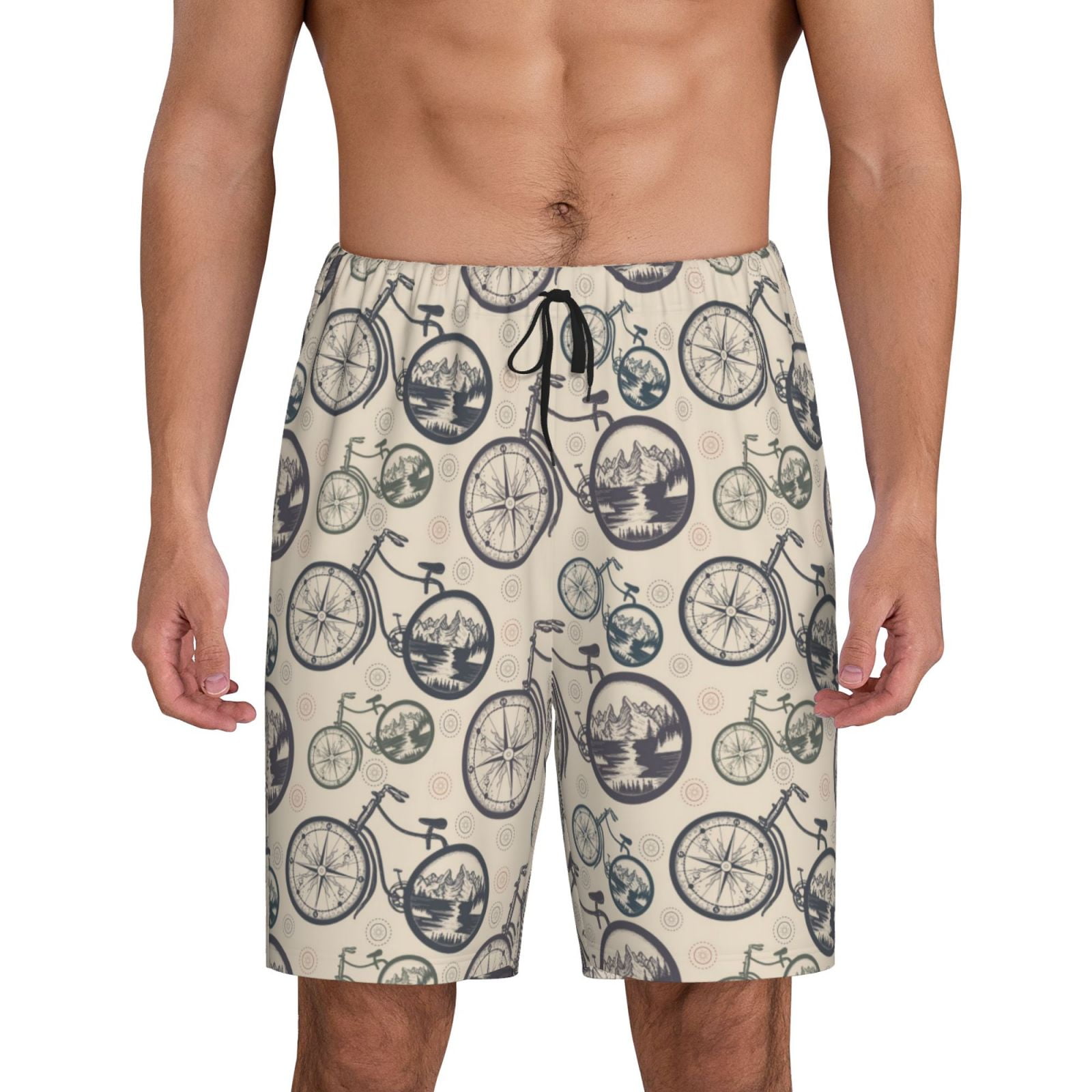 Salouo Compass And Mountains In Bicycle Wheels Pattern Men's Sleep ...