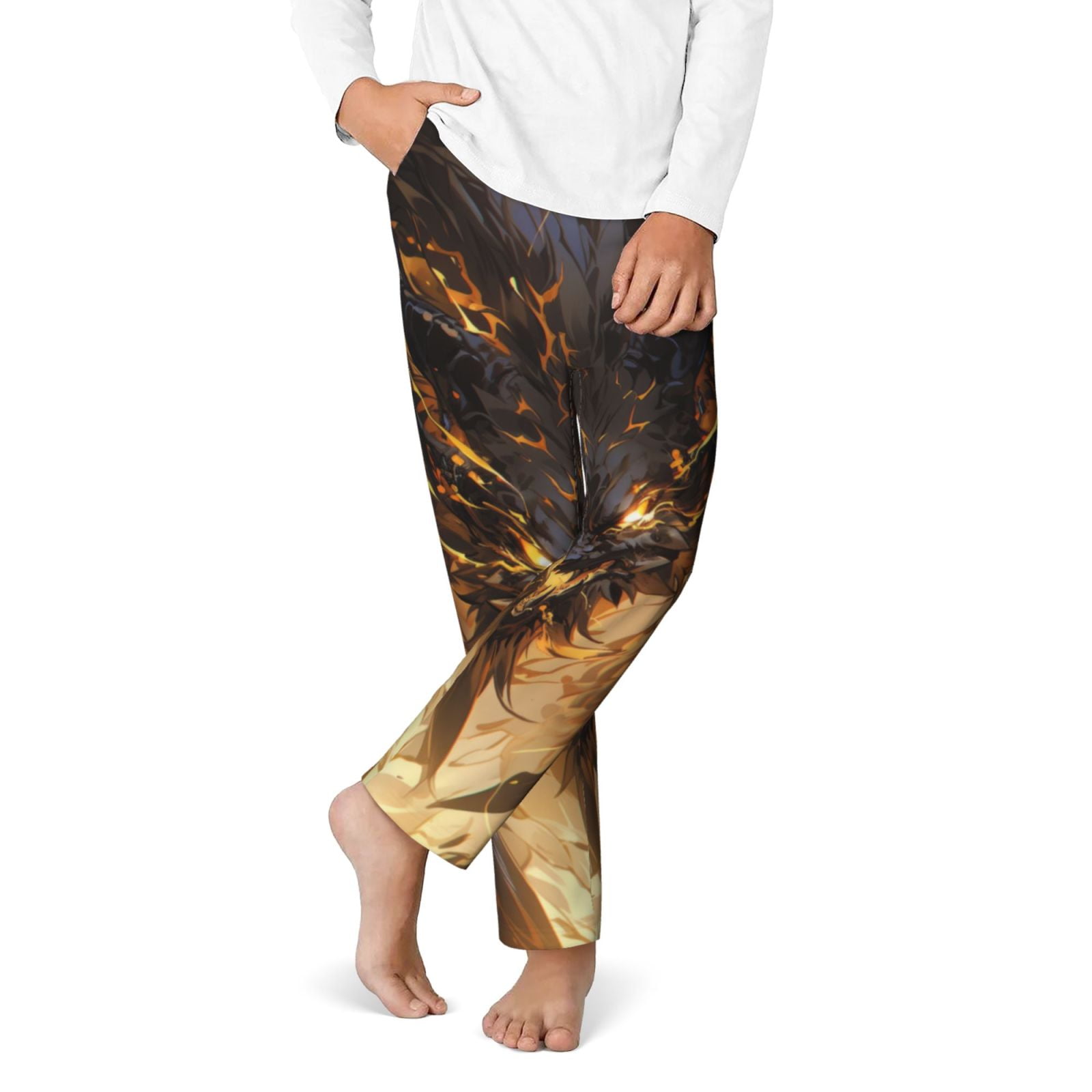 Salouo Cool Black Gold Dragon Pattern Boys Pajama Pants,Long Sleep ...