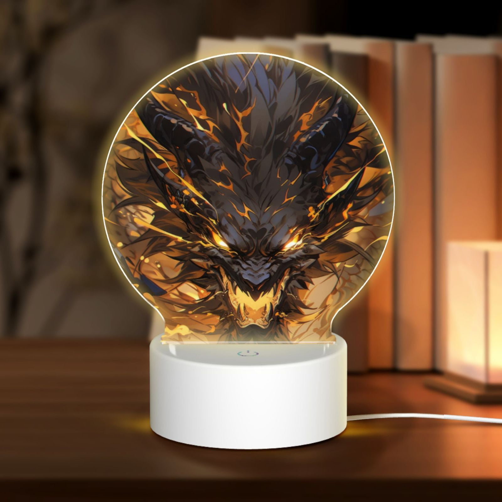 Salouo Cool Black Gold Dragon for Round Acrylic Night Light - Acrylic ...
