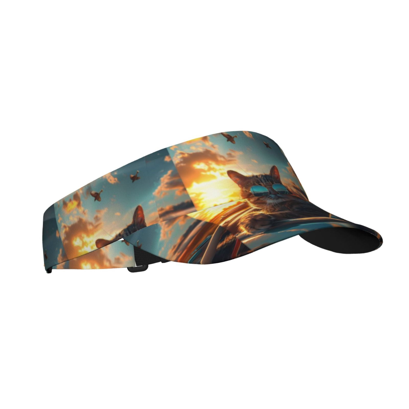 Salouo Cool Cat Driving Sunset Pattern Sport Sun Visor Hats,1-Piece of ...