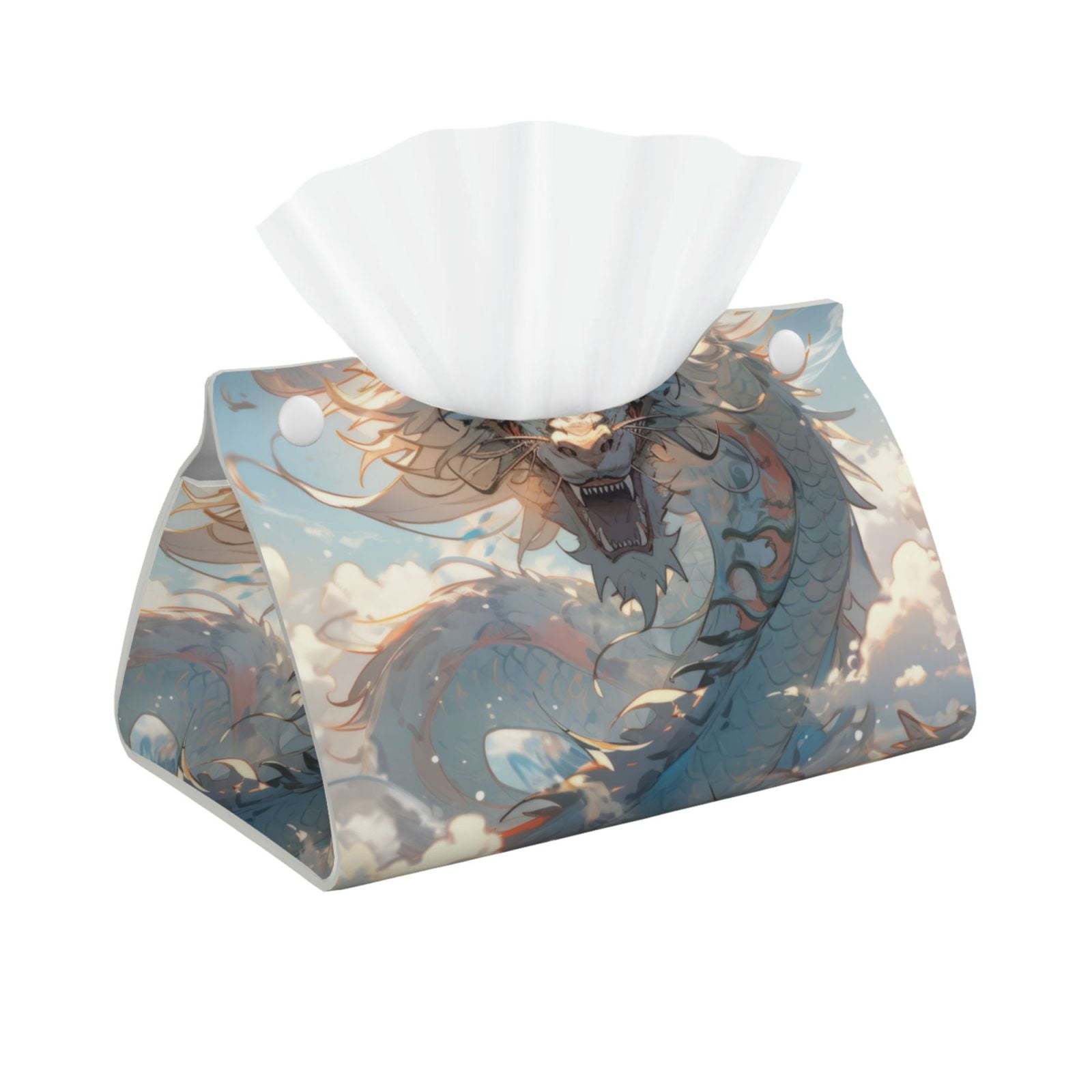 Salouo Cool Cloud White Dragon Pattern Long Tissue Box Cover ...