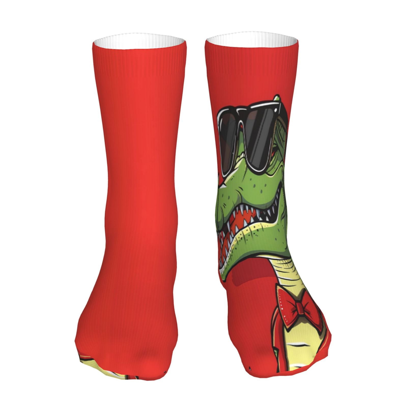 Salouo Cool Crocodile With Sunglasses Pattern Fun Novelty Crew Socks ...