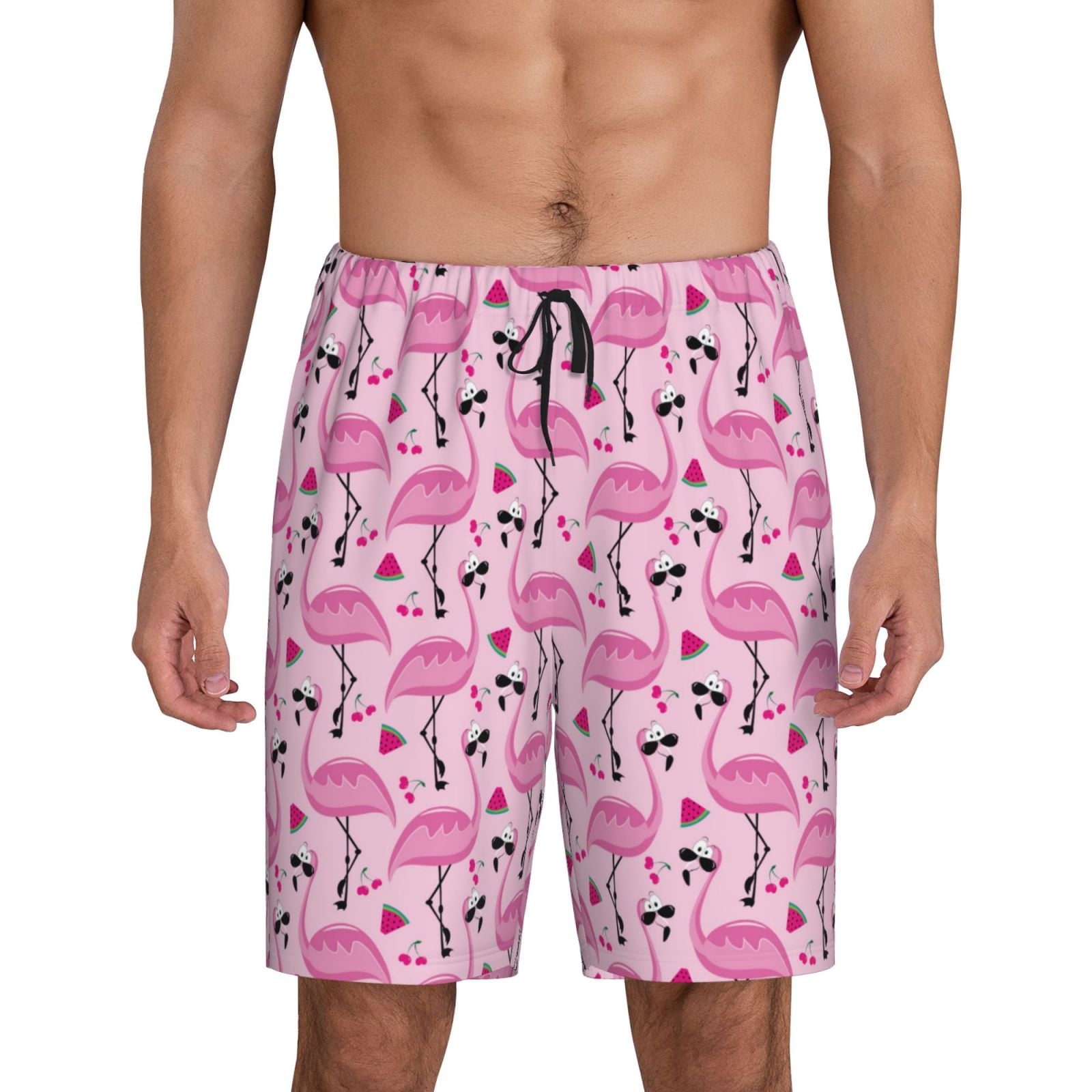 Salouo Cool Flamingos Pattern Men's Sleep Pajama Shorts,Pajama Bottoms ...