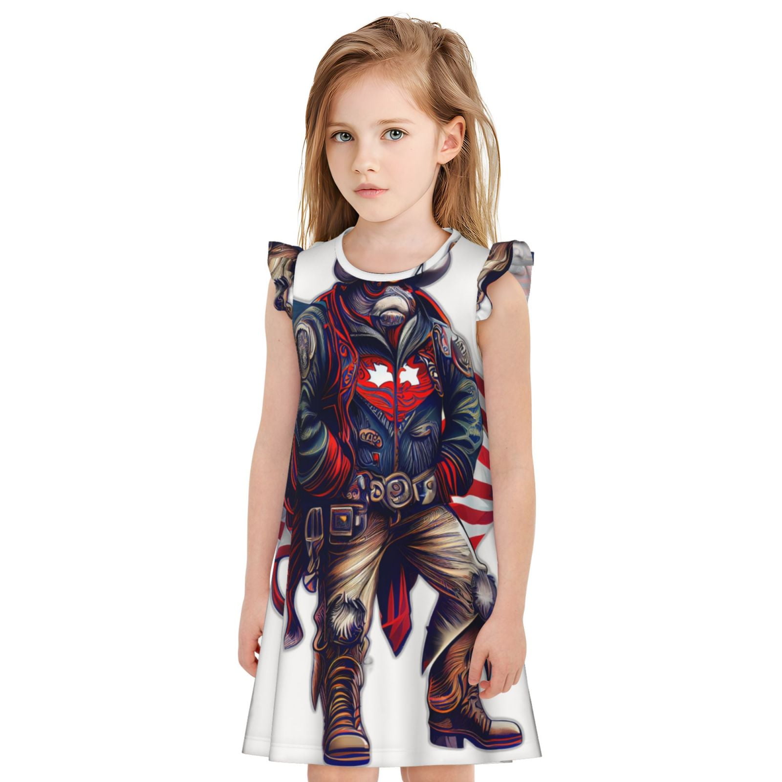 Salouo Cool Patriotic Buffalo Cowboy Print Nightgowns for Girls,Cute ...