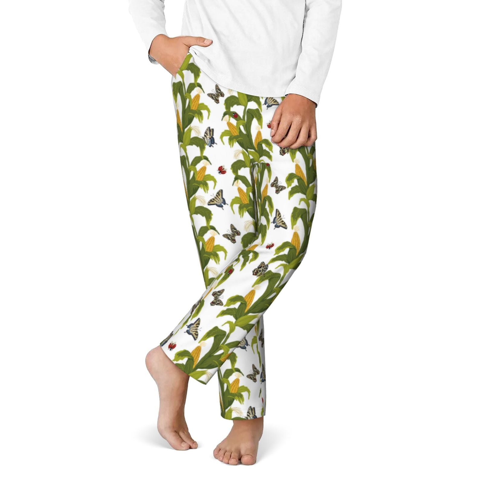 Salouo Corn And Butterflies Pattern Boys Pajama Pants,Long Sleep Pants ...