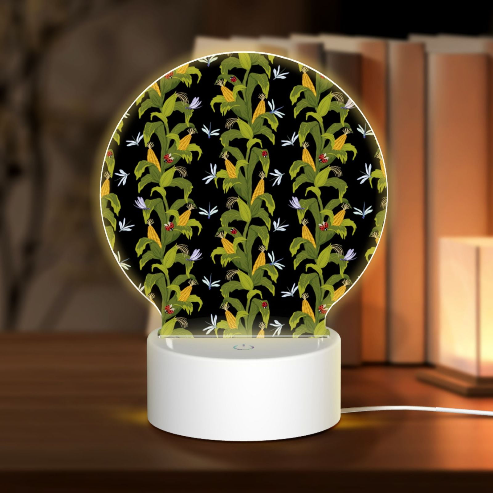 Salouo Corn And Dragonflies for Round Acrylic Night Light - Acrylic ...