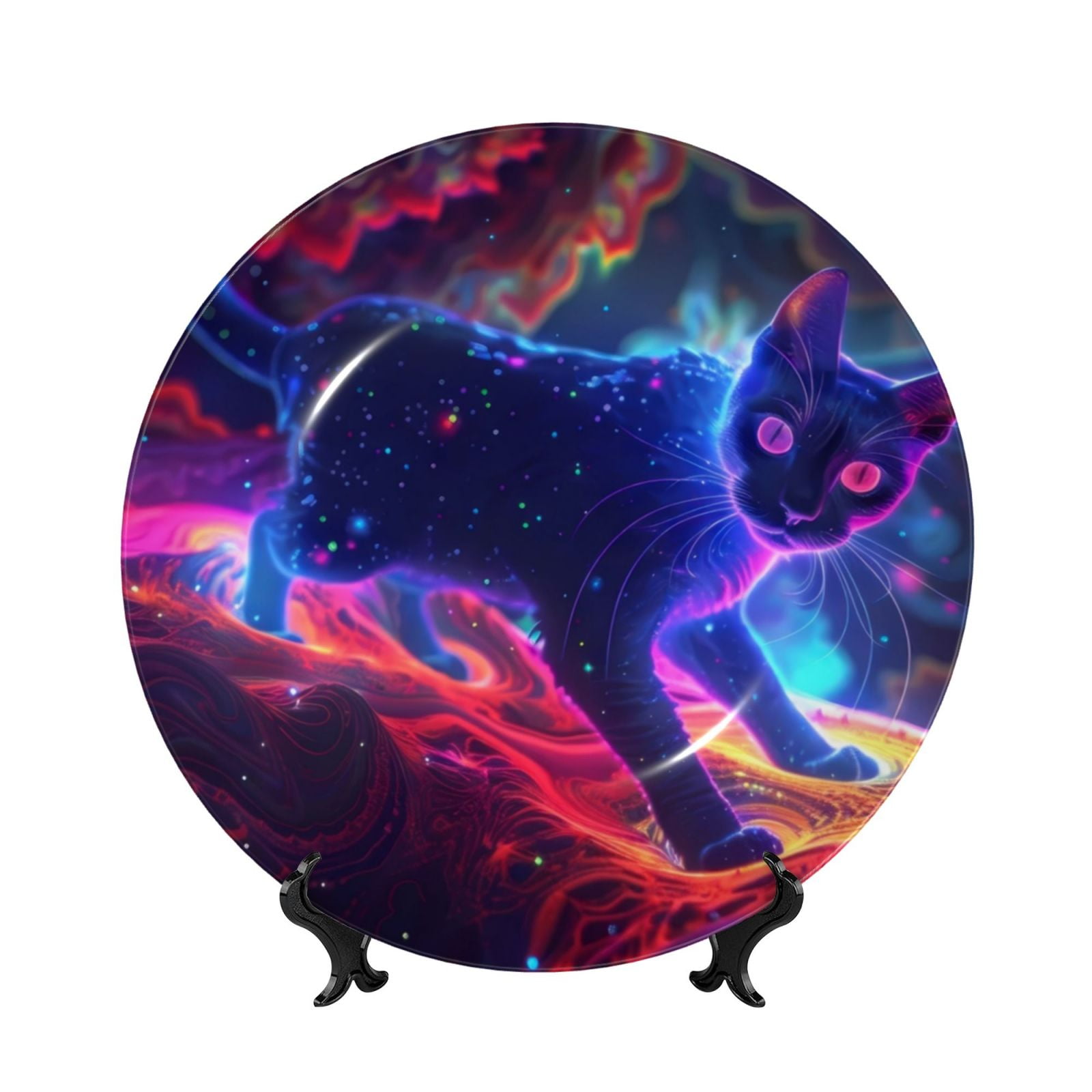Salouo Cosmic Cat Psychedelic Journey Pattern Bone China Decorative ...