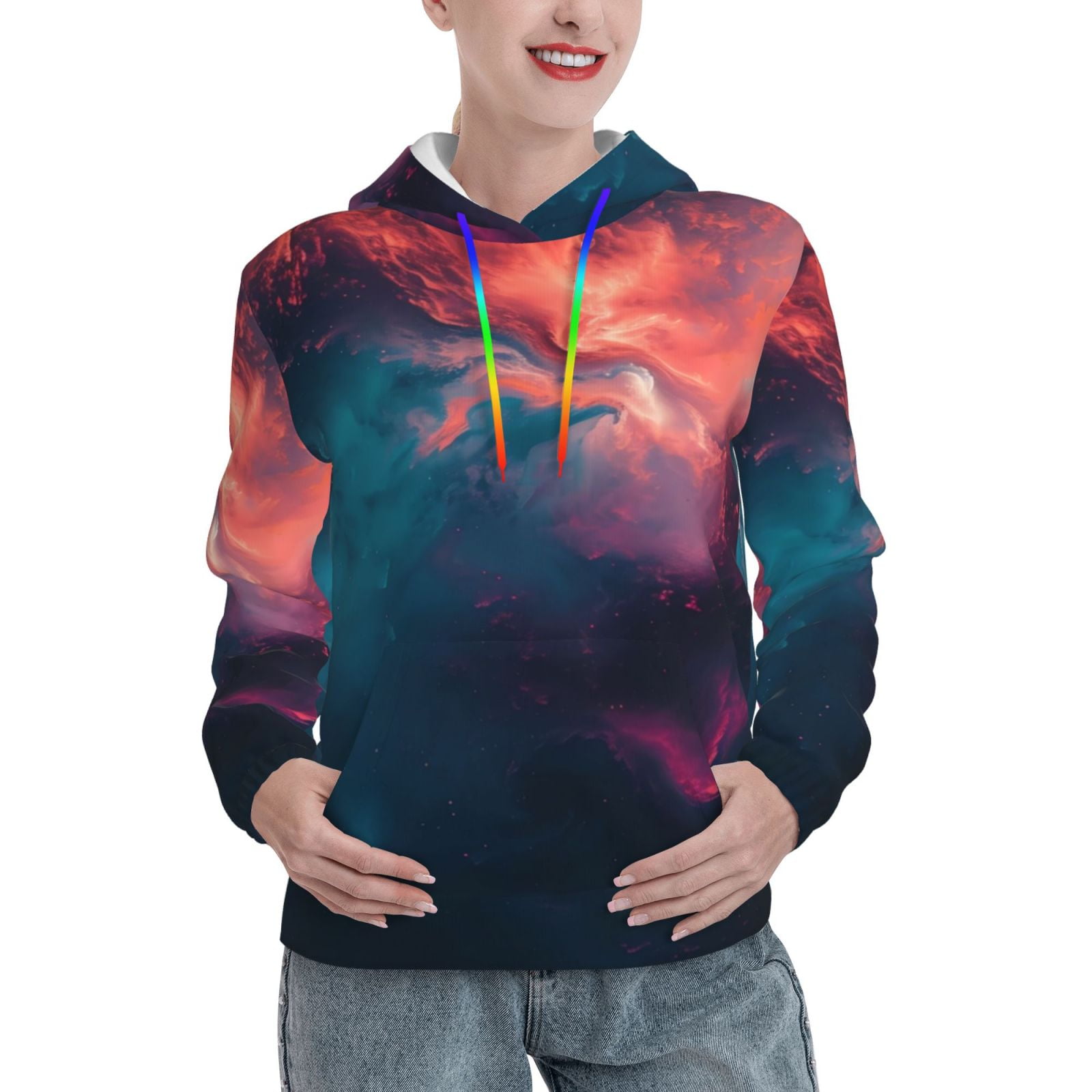 Salouo Cosmic Paint Swirl Pattern Hoodie Sweatshirts for Women, Autumn ...