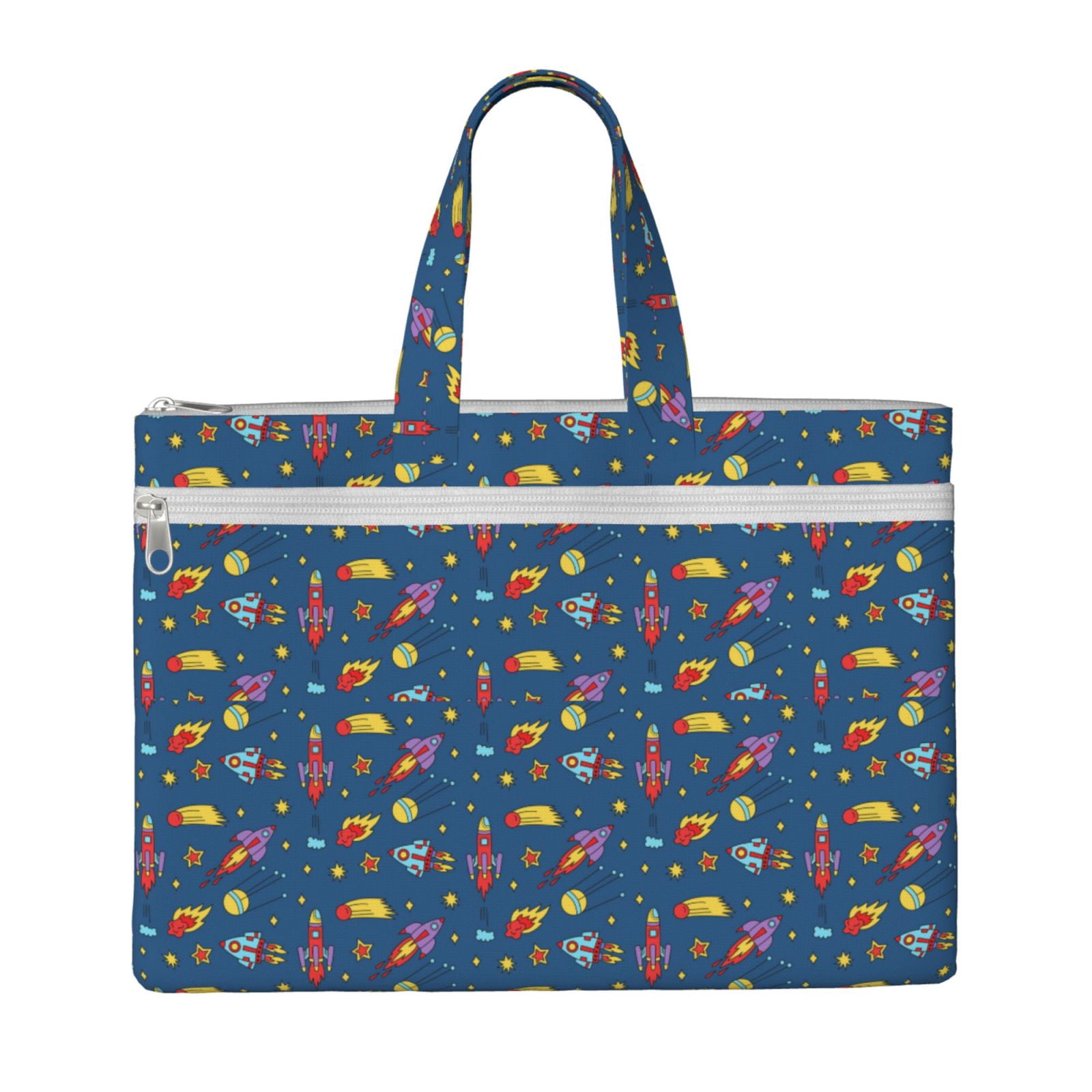 Salouo Cosmos Rockets for Canvas Tote File Bag, Tote Bag With Zipper ...