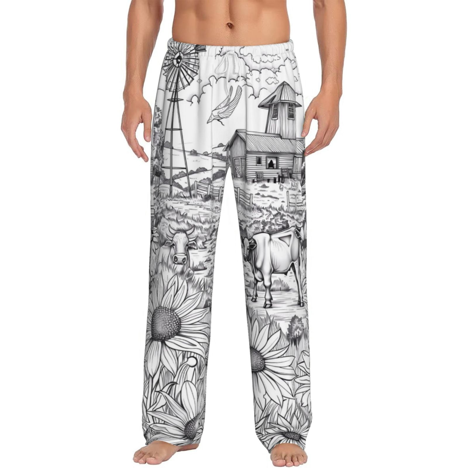 Salouo Country Farm Scene Print Pajama Pants for Men, Lounge Pants ...