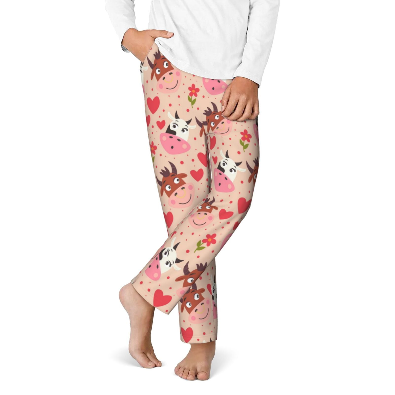 Salouo Cow Flower And Heart Pattern Boys Pajama Pants,Long Sleep Pants ...