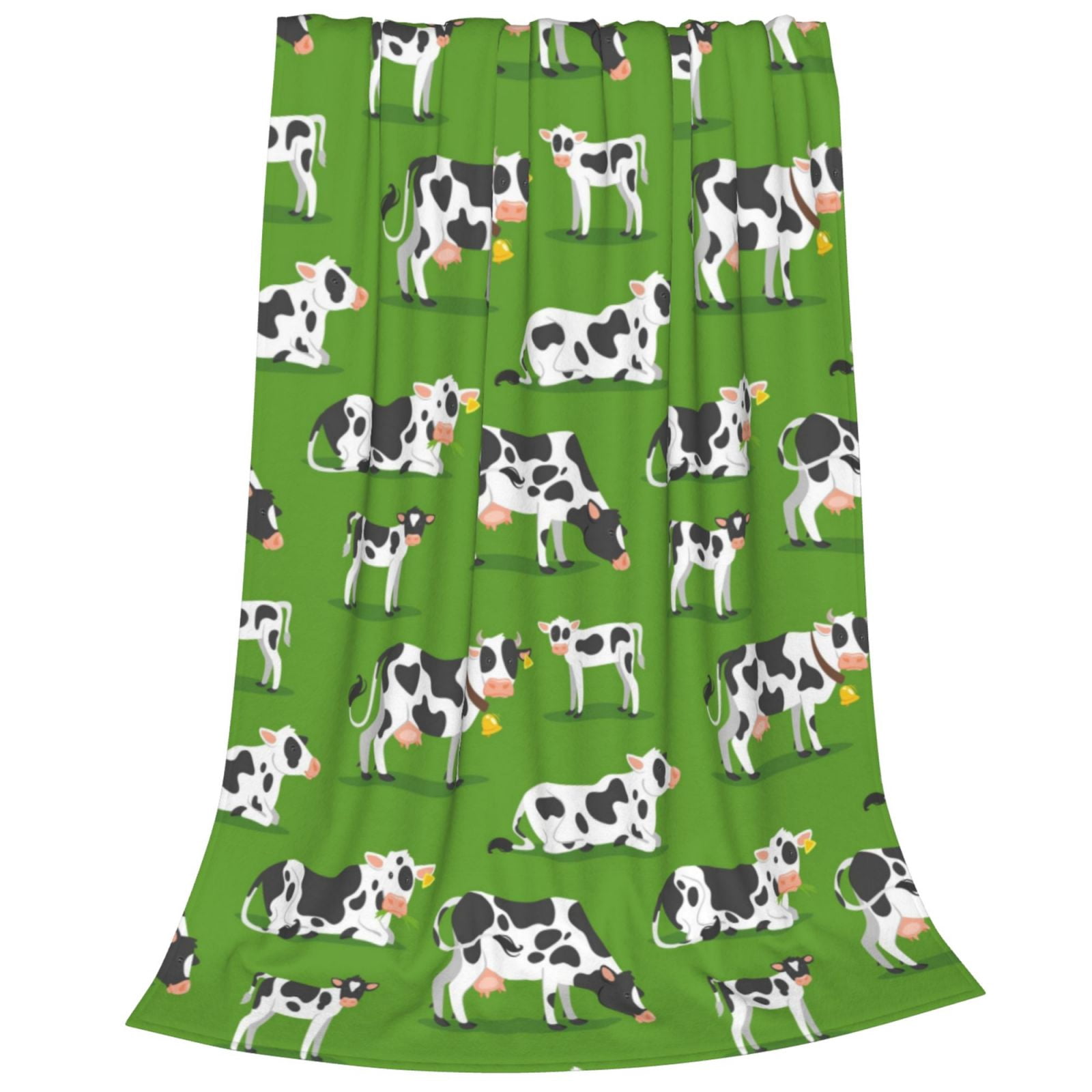 Salouo Cows With Calfs Green Print Bed Blankets,Flannel Blanket ...