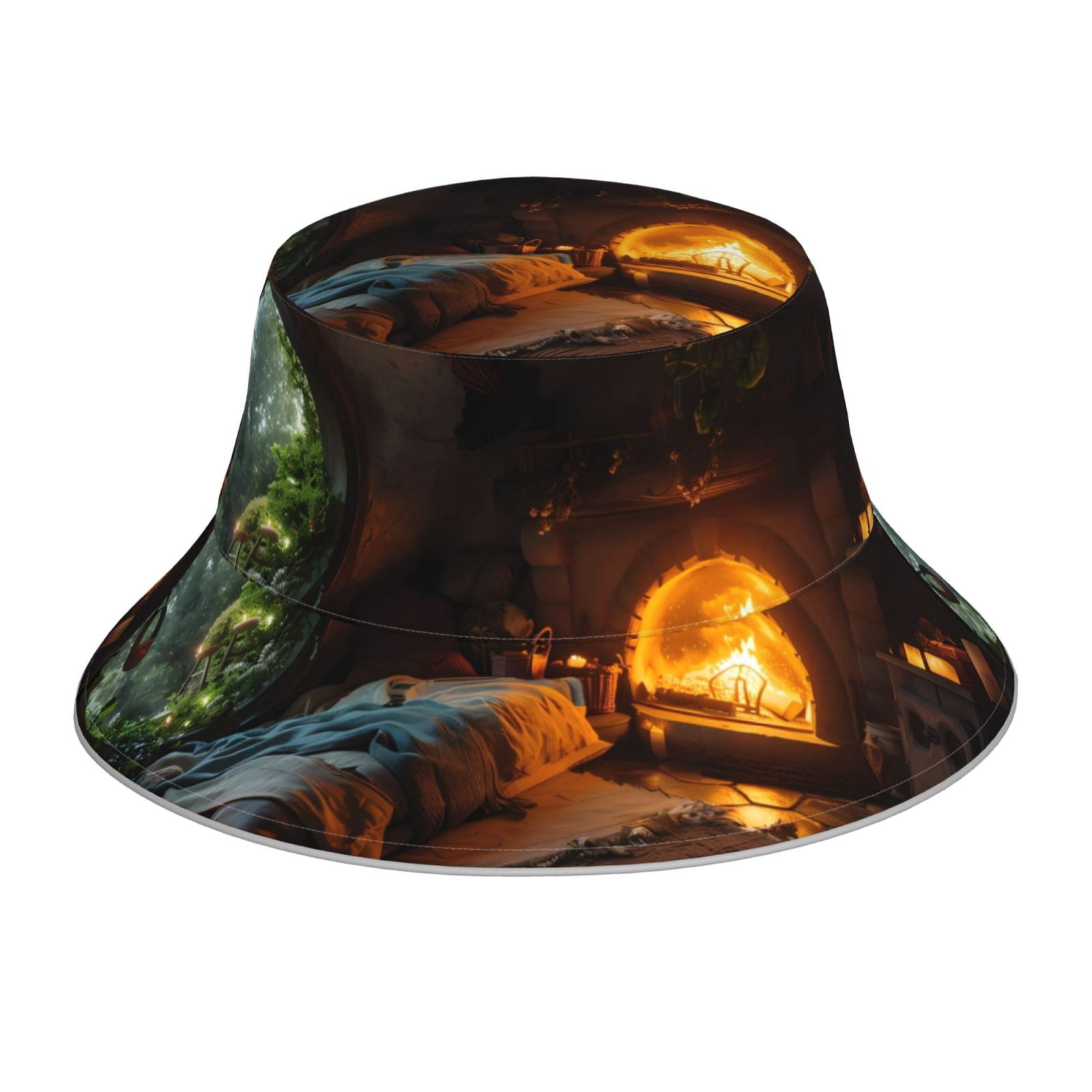 Salouo Cozy Tree Hole Cabin Print Unisex Bucket Hat, Outdoor Summer ...