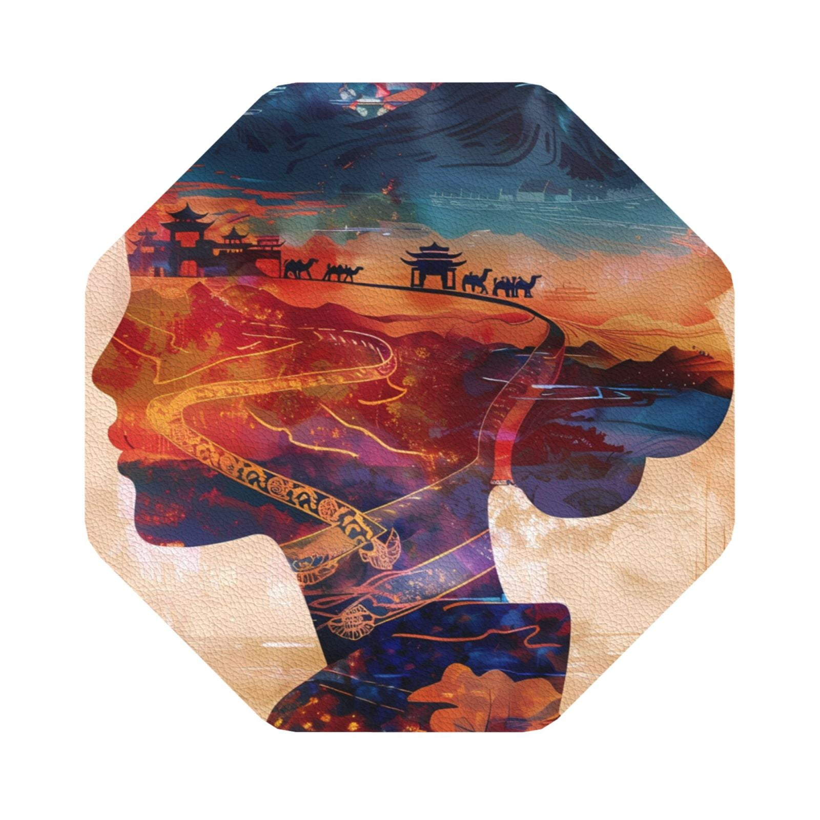 Salouo Cultural Silhouette Journey Print Round Coaster,Drink Coasters ...