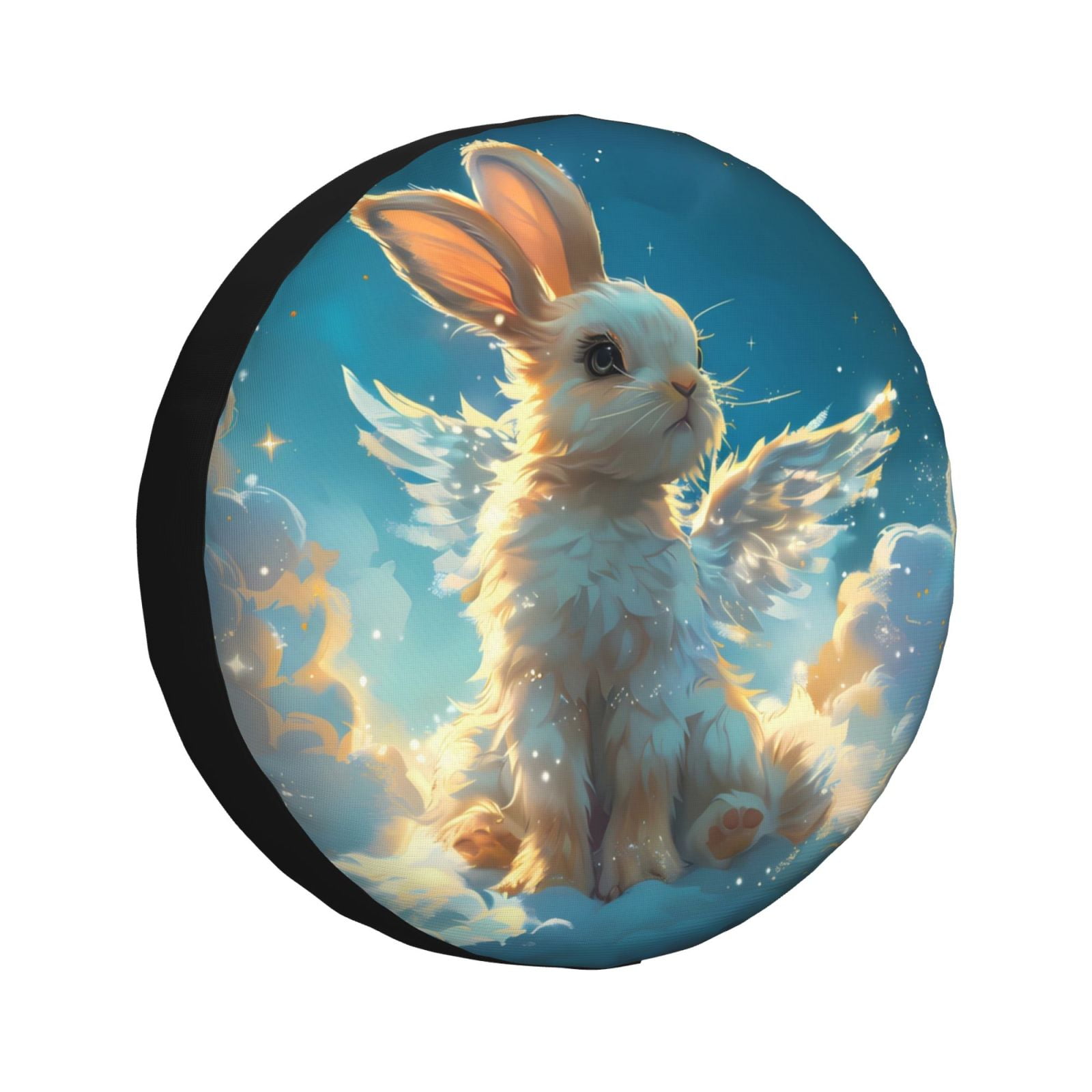 Salouo Cute Angel Winged Rabbit Print Spare Tire Cover 14-17 inch Spare ...