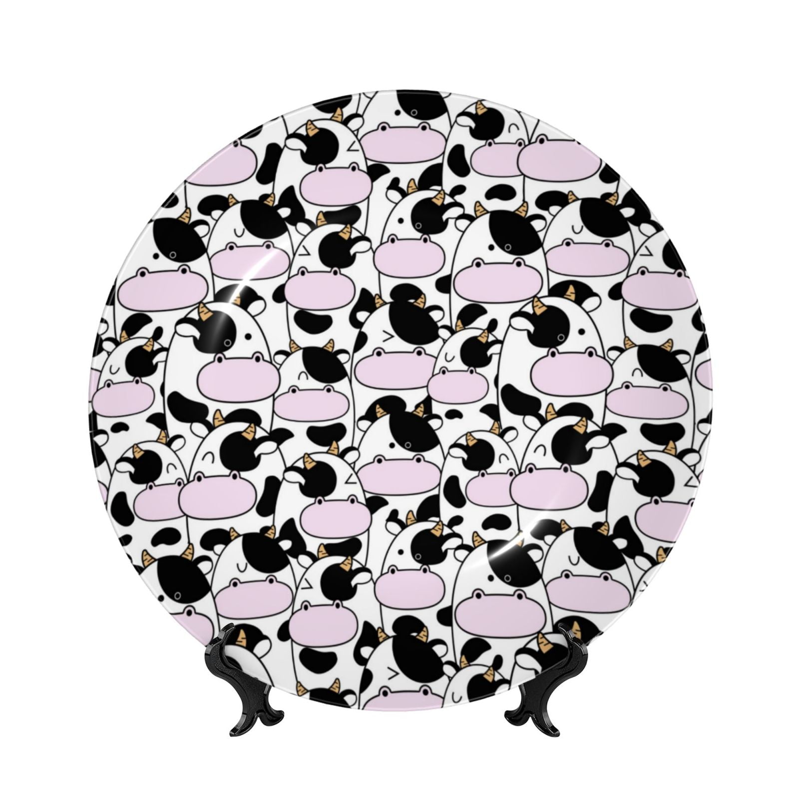 Salouo Cute Animal with Cow Pattern Bone China Decorative Plate,Holiday ...