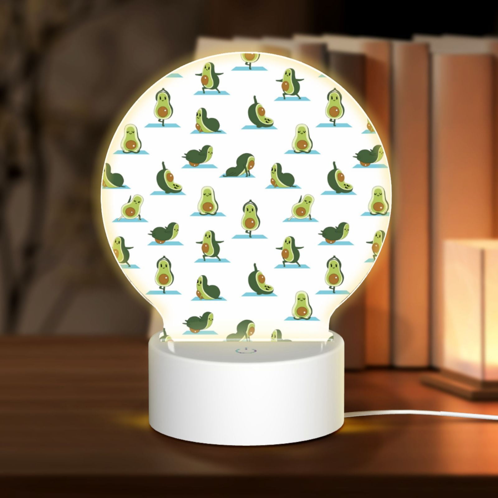 Salouo Cute Avocado Yoga for Round Acrylic Night Light - Acrylic Sheets ...